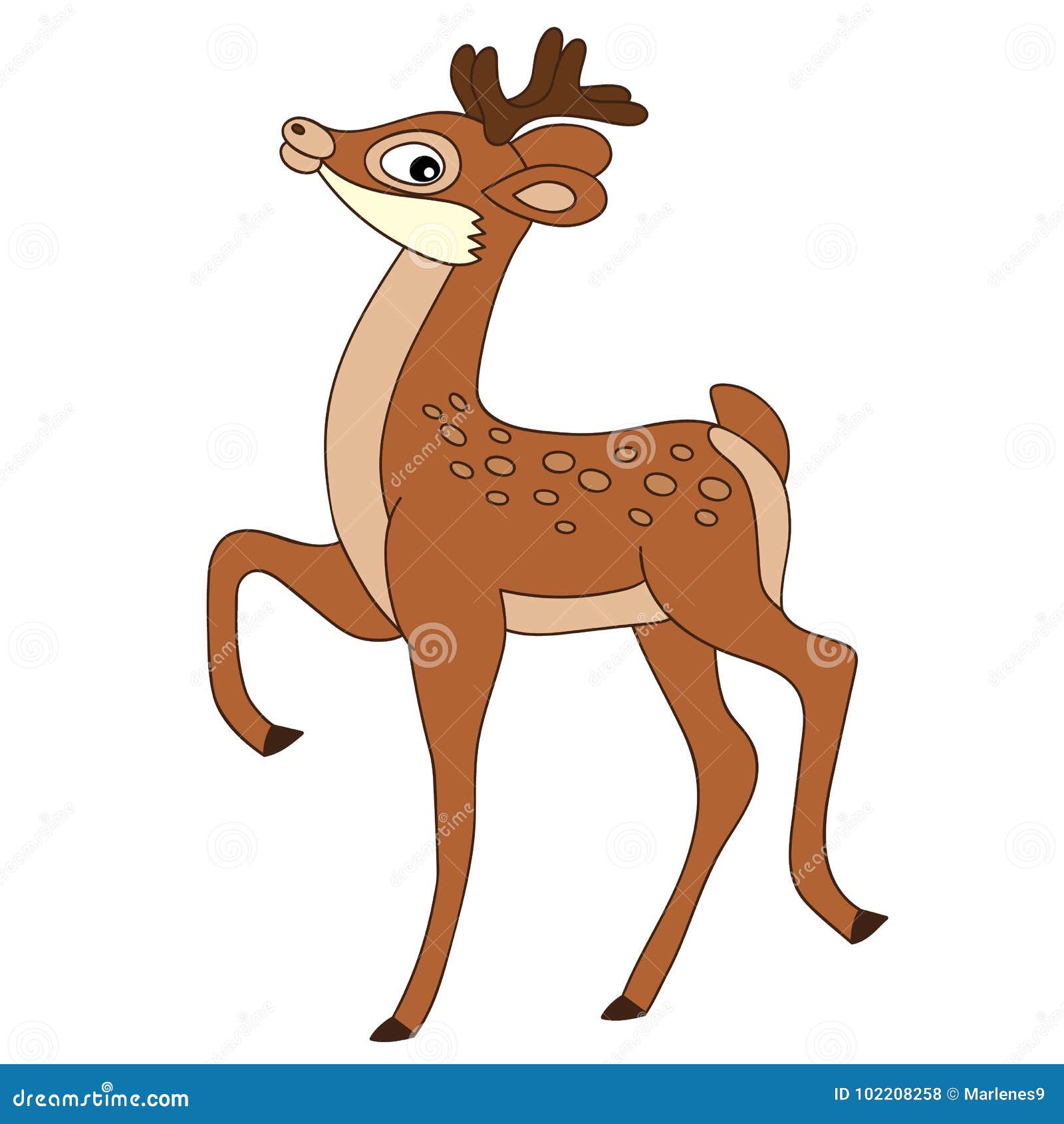 Vector Cute Cartoon Deer stock vector. Illustration of element - 102208258