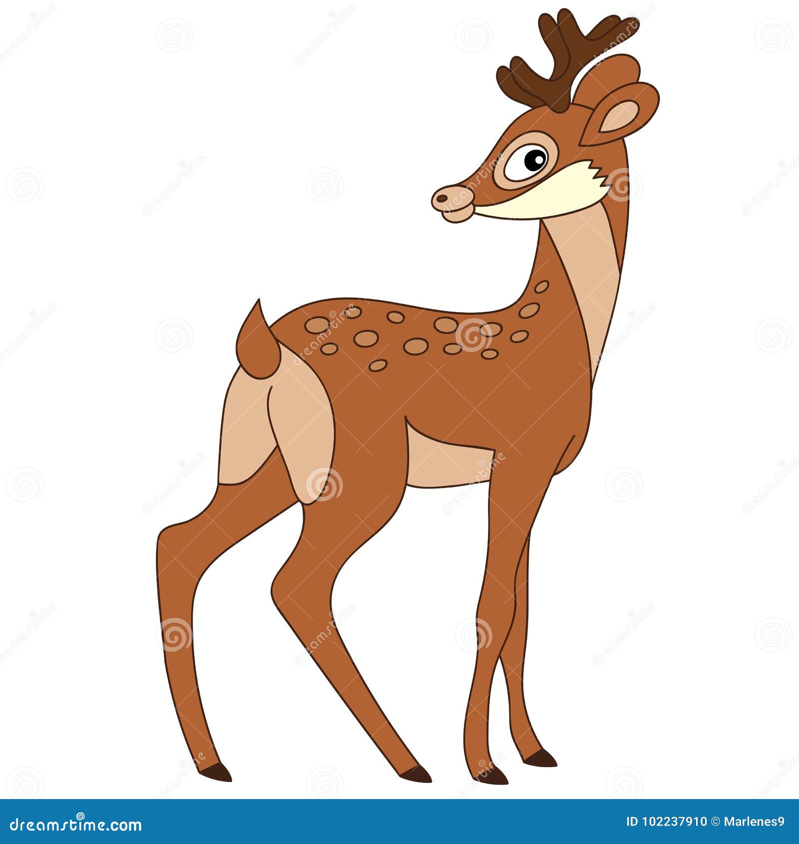 Vector Cute Cartoon Deer stock vector. Illustration of isolated - 102237910