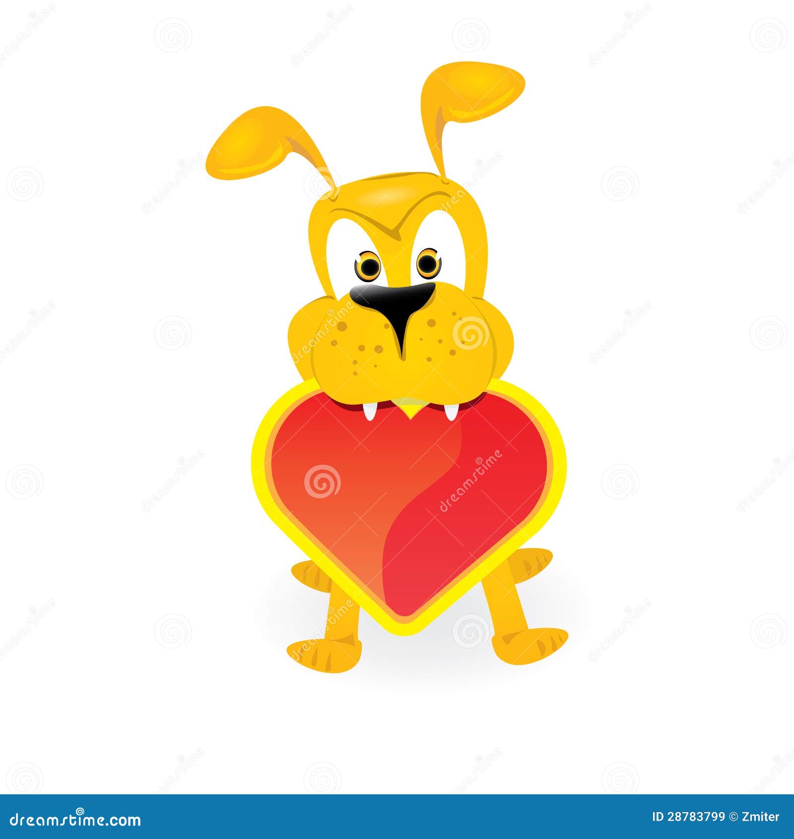 Vector Cute Cartoon Dog Holding Heart. Stock Vector - Illustration of ...