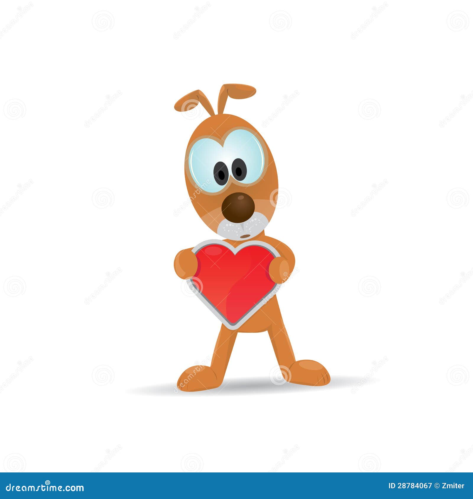 Vector Cute Cartoon Dog Holding Heart. Stock Vector - Illustration of ...