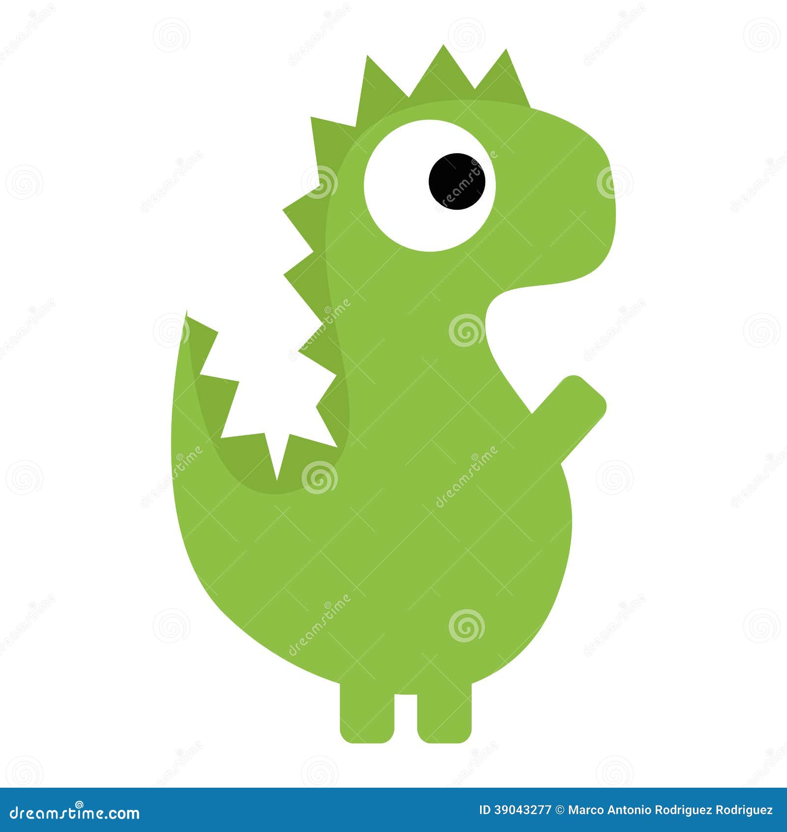 A Vector Cute Cartoon Green Dinosaur Isolated Stock Vector ...
