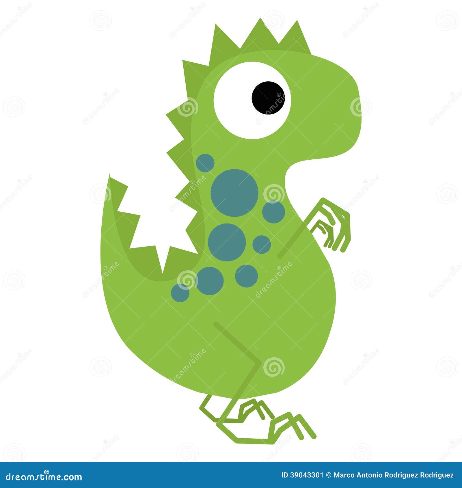 A Vector Cute Cartoon Green Dinosaur Isolated Stock Vector ...