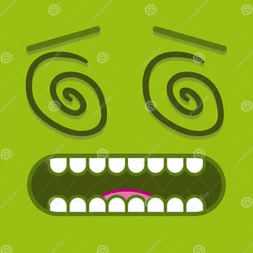A Vector Cute Cartoon Green Dizzy Face Stock Illustration ...