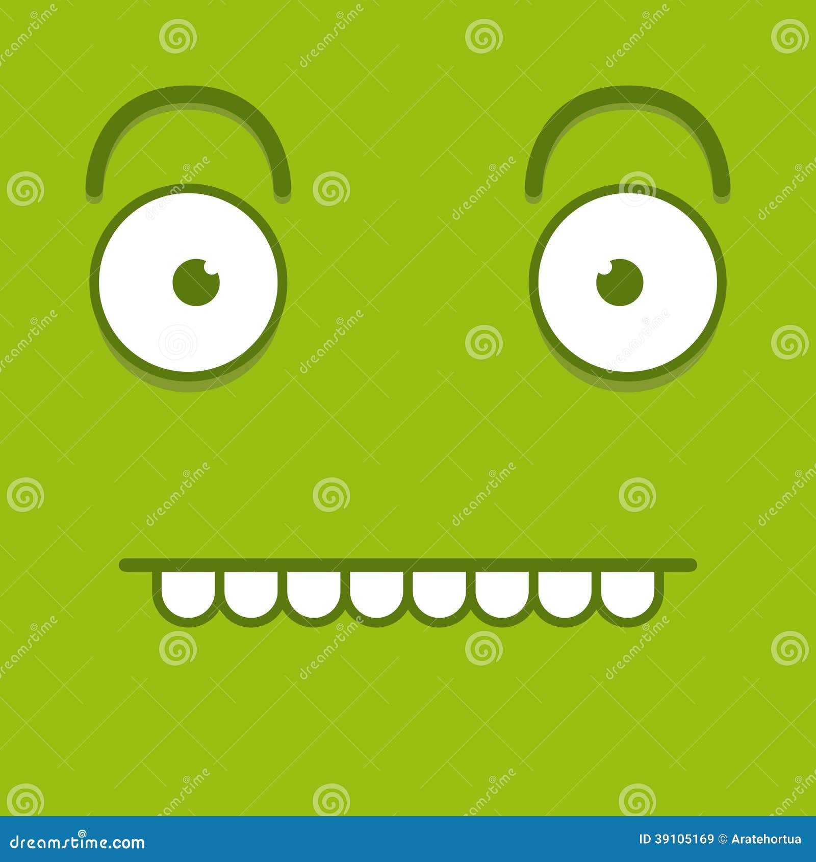 A Vector Cute Cartoon Green Funny Face Stock Illustration ...