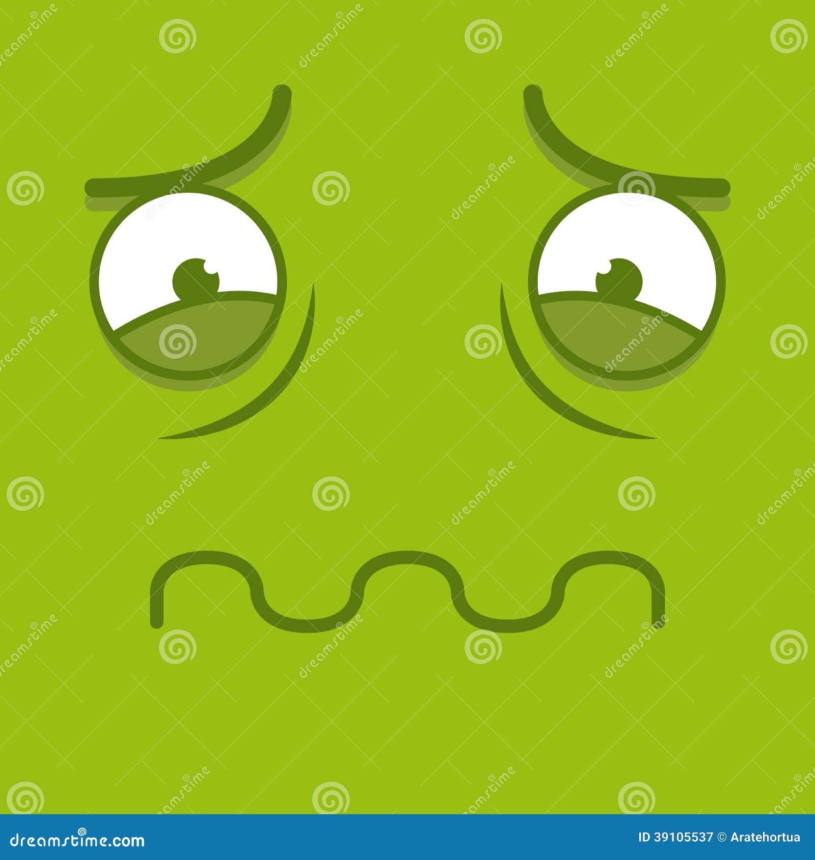 A Vector Cute Cartoon Green Sick Face Stock Illustration - Illustration ...
