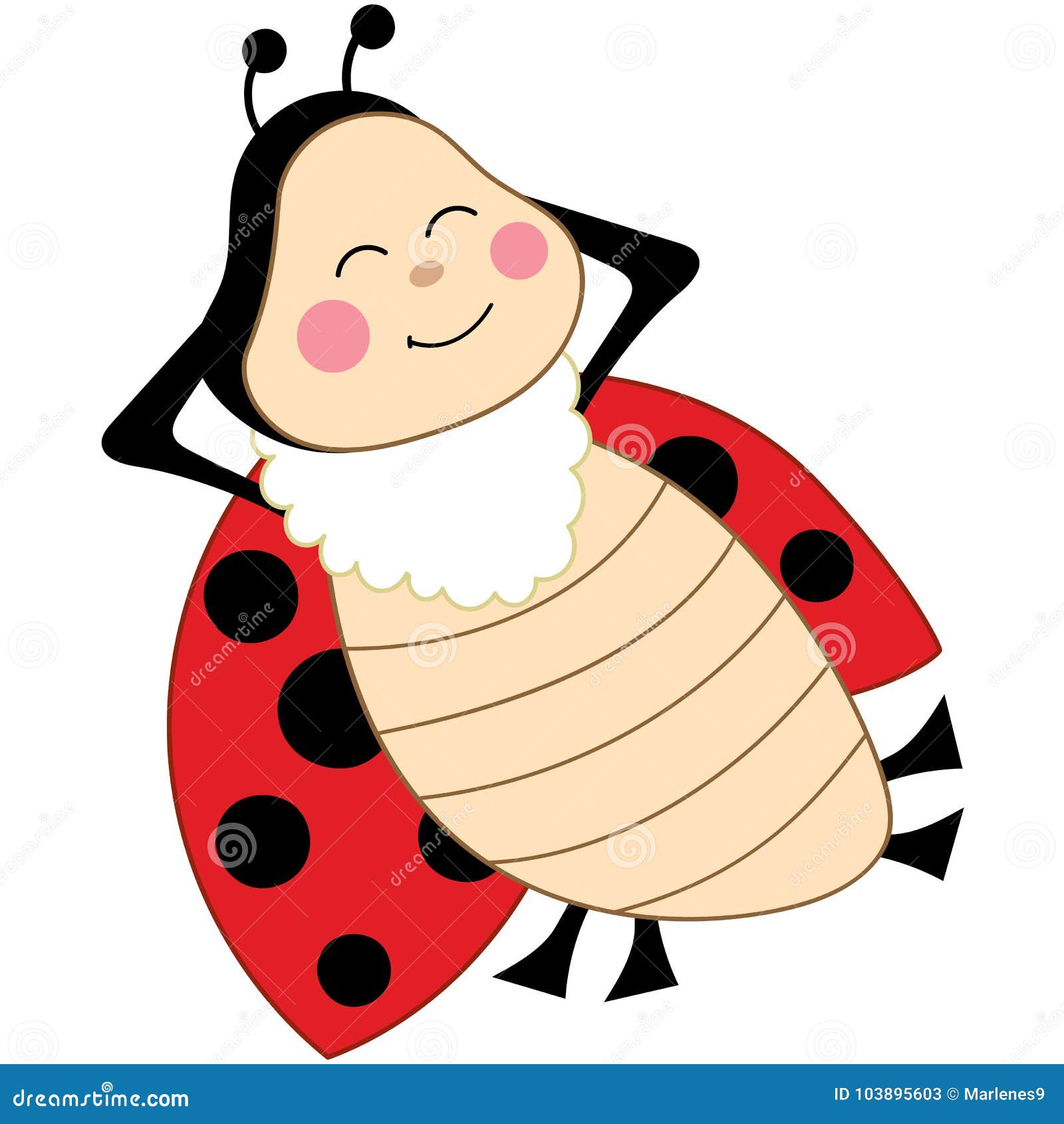 Vector Cute Cartoon Ladybug Sleeping Stock Vector - Illustration of ...