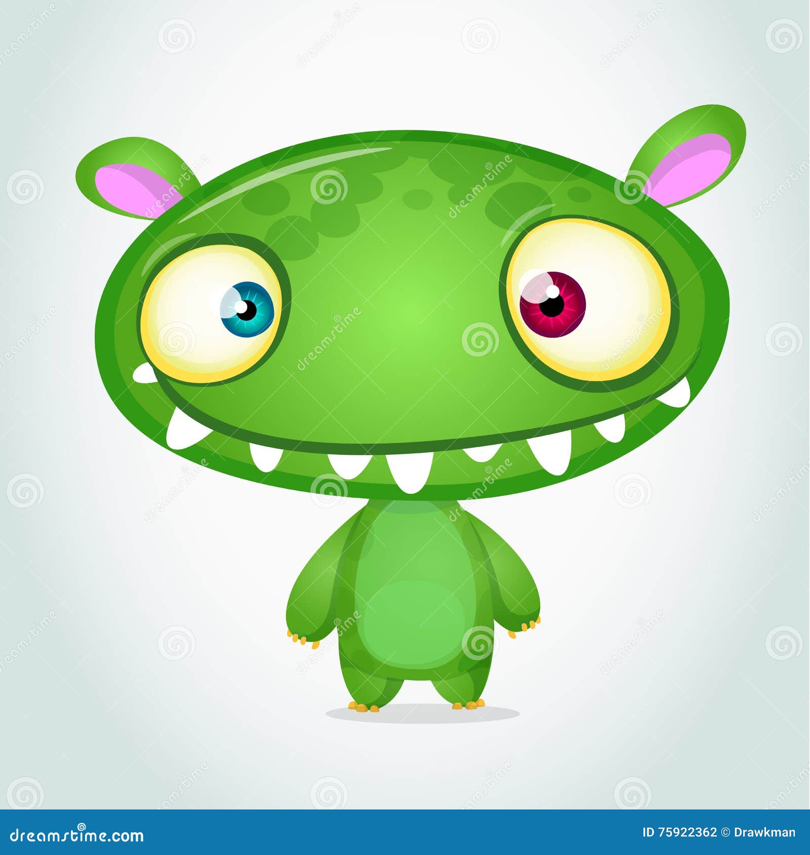 Monster Alien Set Of Cards Vector Illustration. Cartoon Monstrous ...