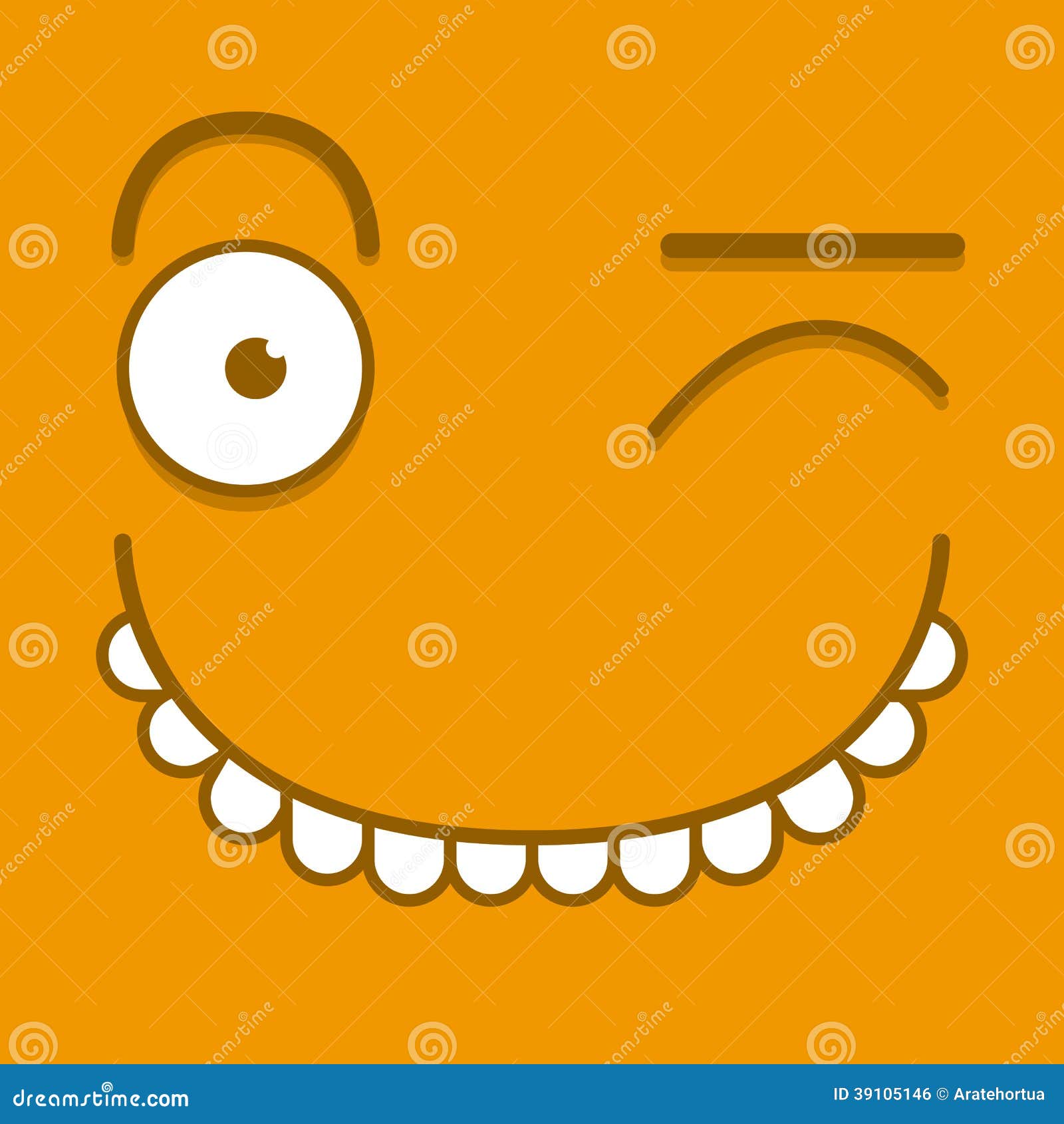 A Vector Cute Cartoon Orange Winking Face Stock Illustration ...