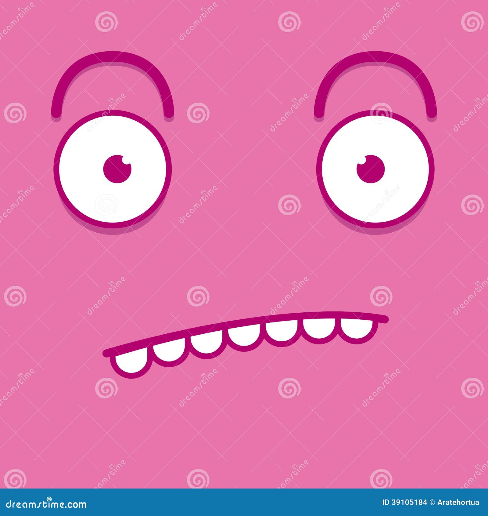 A Vector Cute Cartoon Pink Surprised Face Stock Illustration ...