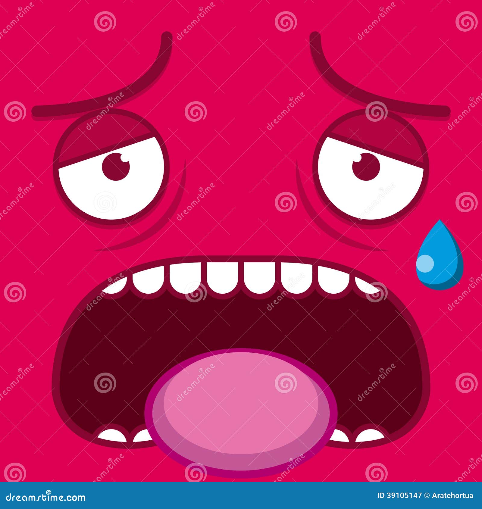 Tired And Silly Cartoon Monster Face With Big Eyes Showing Tongue ...