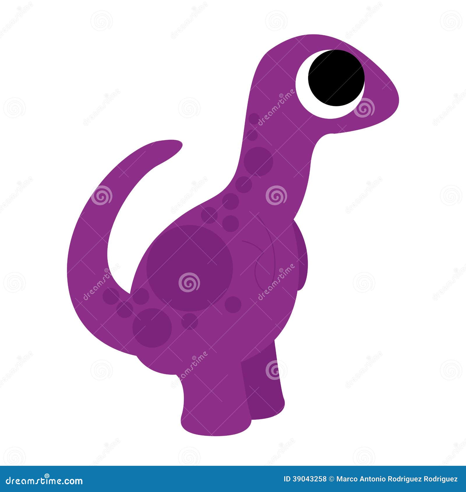 A Vector Cute Cartoon Purple Dinosaur Isolated Stock Vector ...