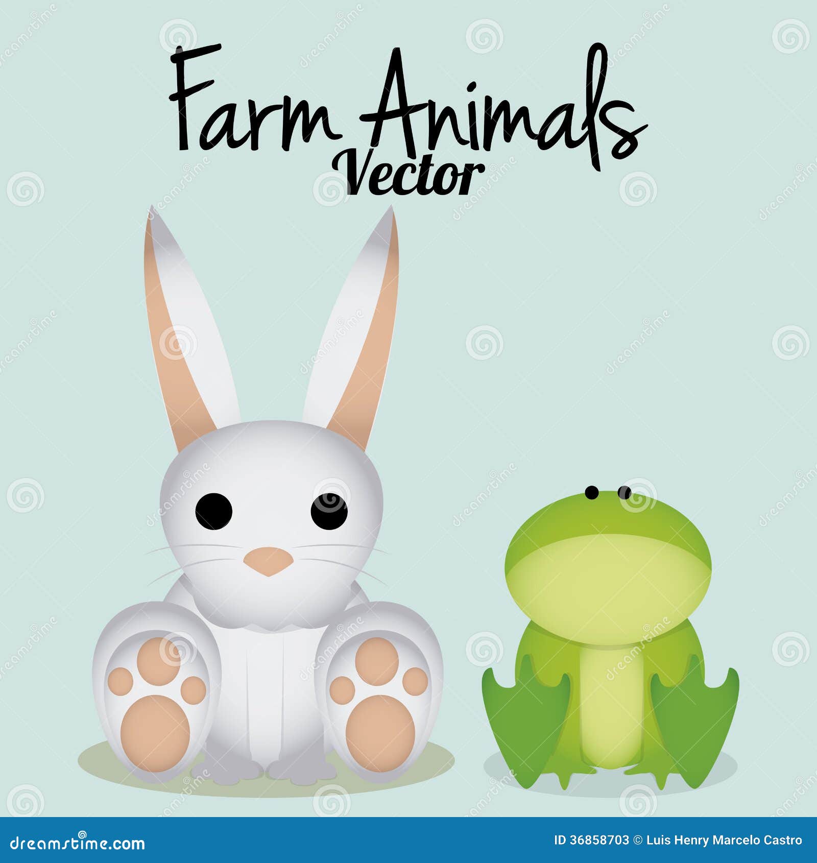 Vector Cute Cartoon Rabbit and Frog Isolated Stock Illustration ...