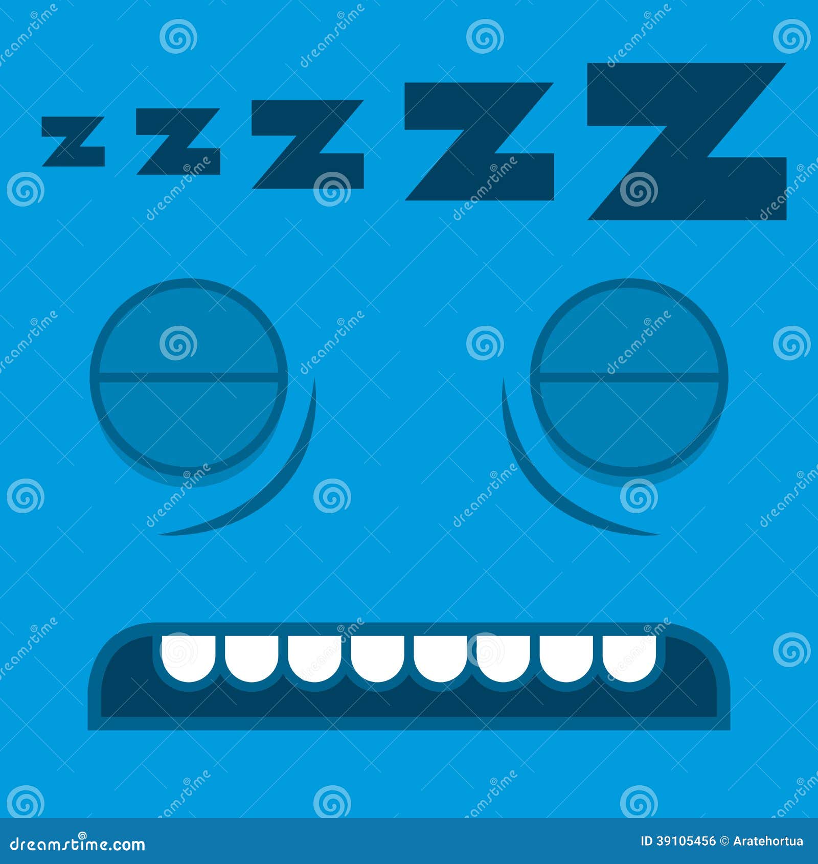 A Vector Cute Cartoon Sleeping Blue Face Stock Illustration ...