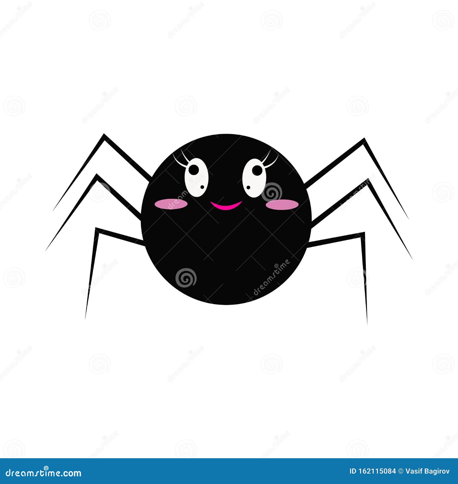 Vector Cute Cartoon Spider on White Background Stock Vector ...