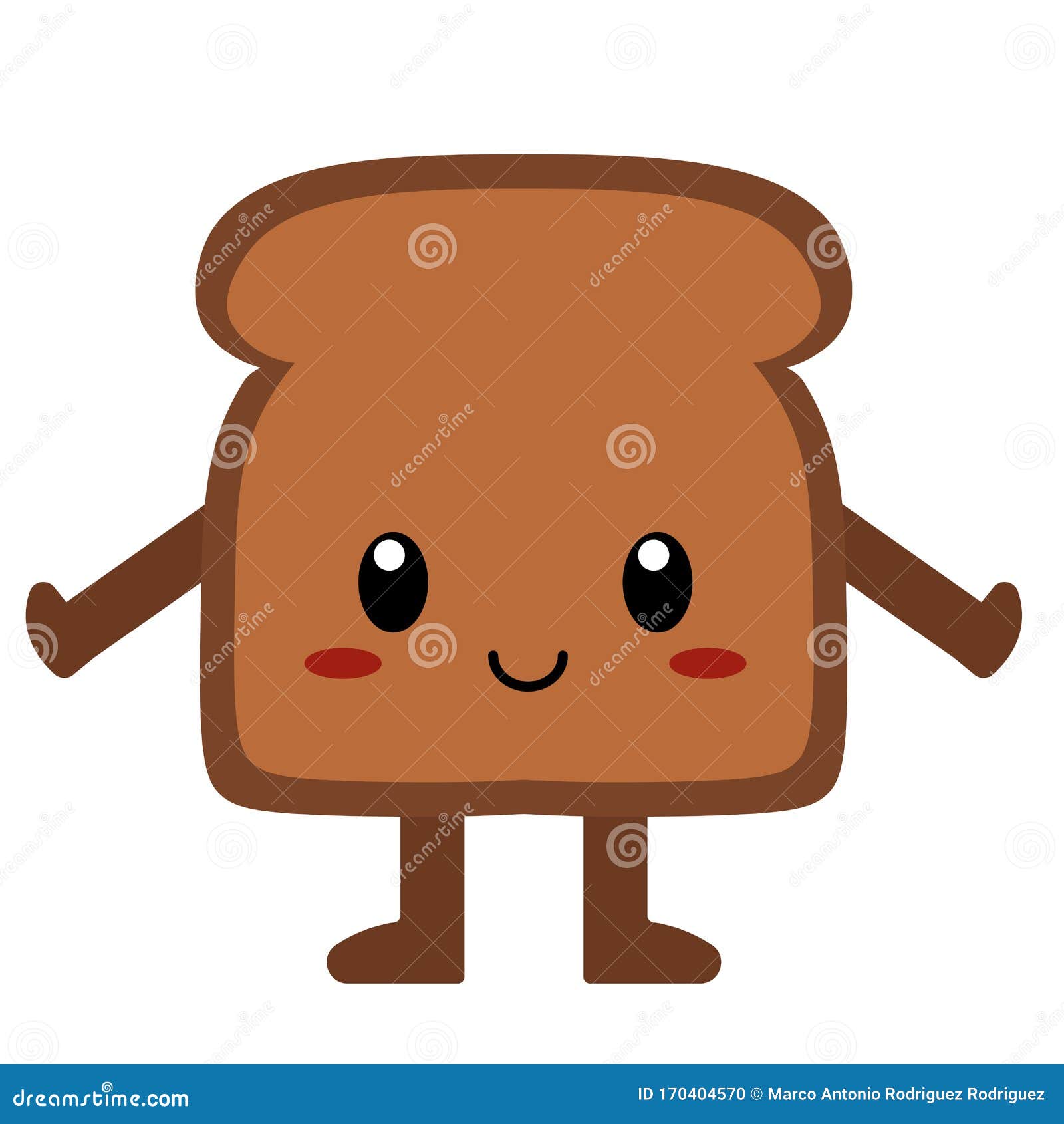 Cute Cartoon Toasted Bread Isolated Stock Illustration - Illustration ...
