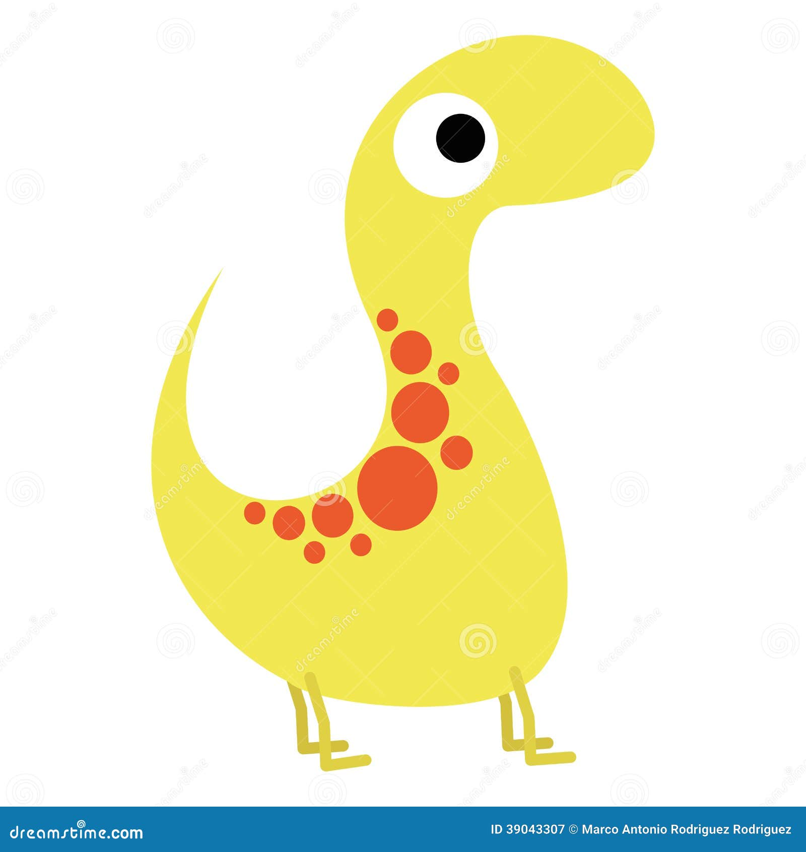 A Vector Cute Cartoon Yellow Dinosaur Isolated Stock Vector ...