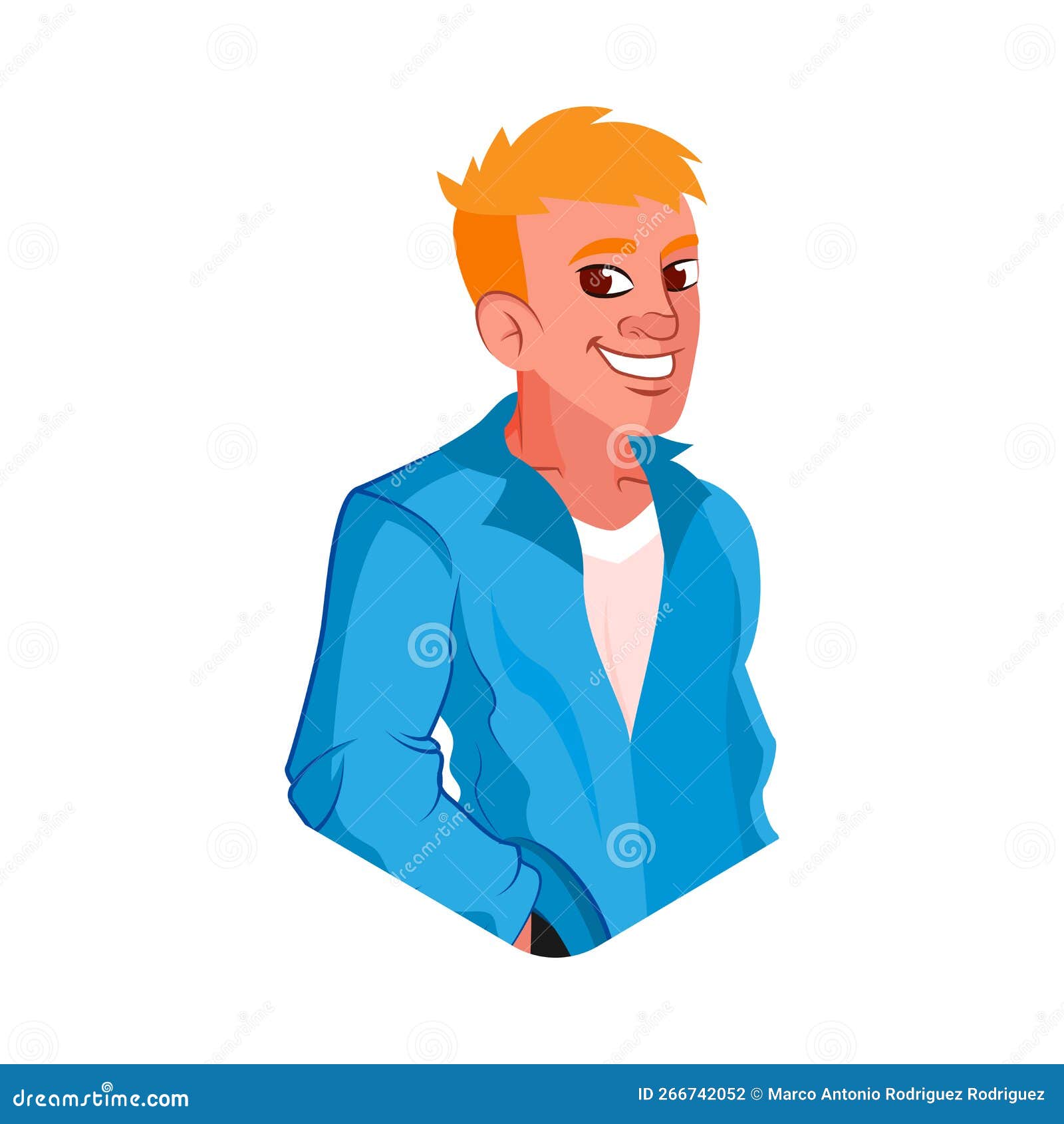 Vector Cute Cartoon Cute Young Man Isolated Stock Vector - Illustration ...
