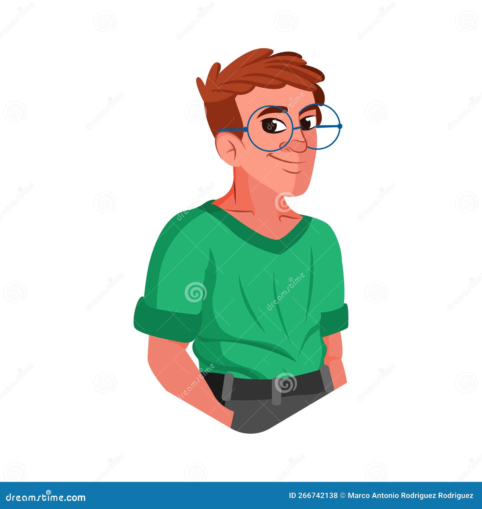 Vector Cute Cartoon Cute Young Man Isolated Stock Vector - Illustration ...