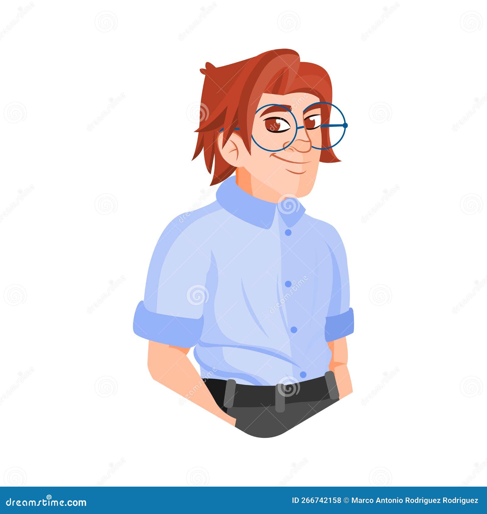 Vector Cute Cartoon Cute Young Man Isolated Stock Vector - Illustration ...
