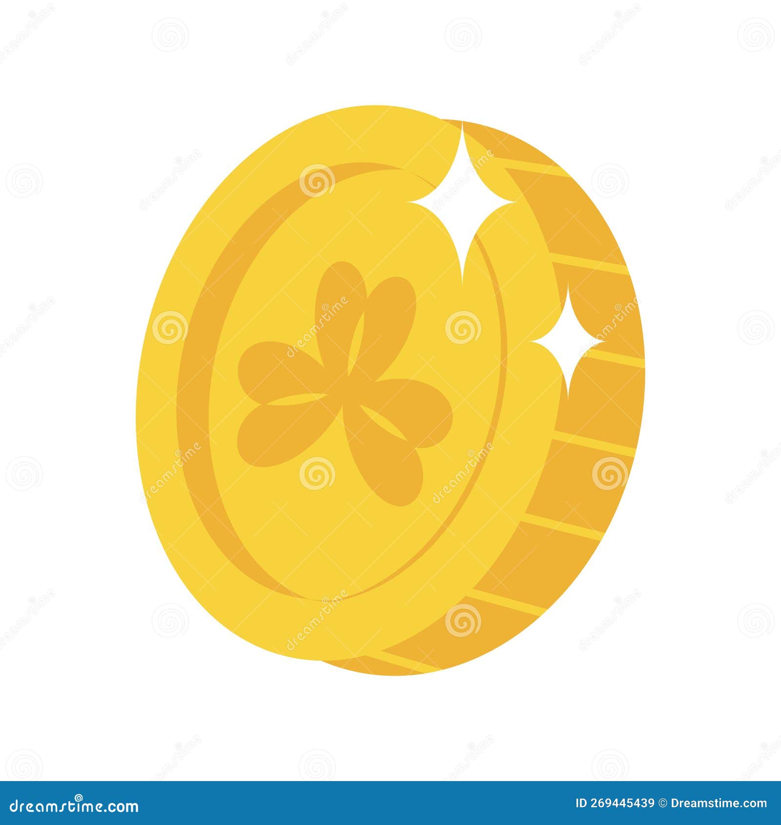Vector Cute Coin with Shamrock Cartoon Isolated Stock Vector ...