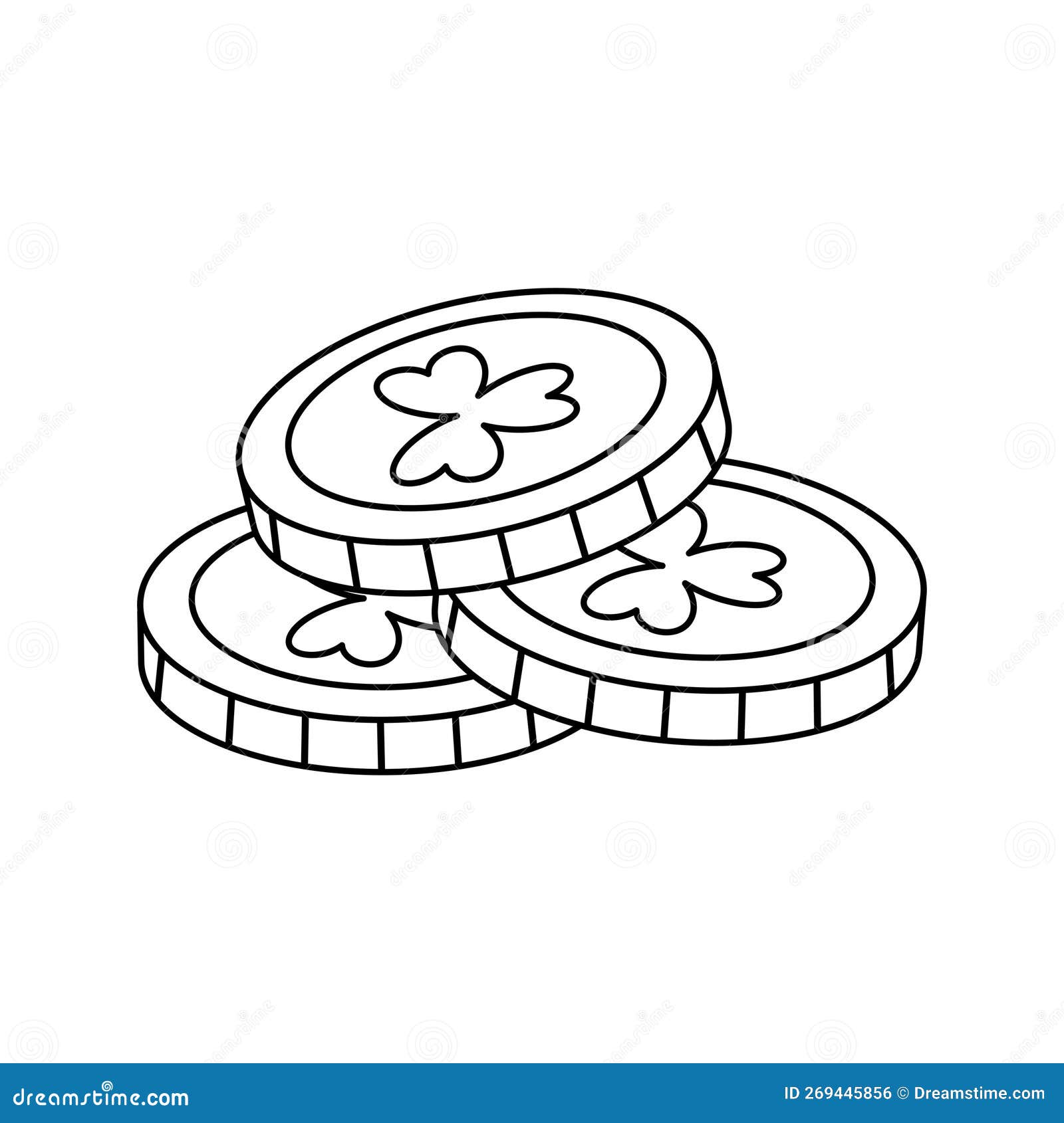 Vector Cute Coin with Shamrock Cartoon Isolated Stock Vector ...