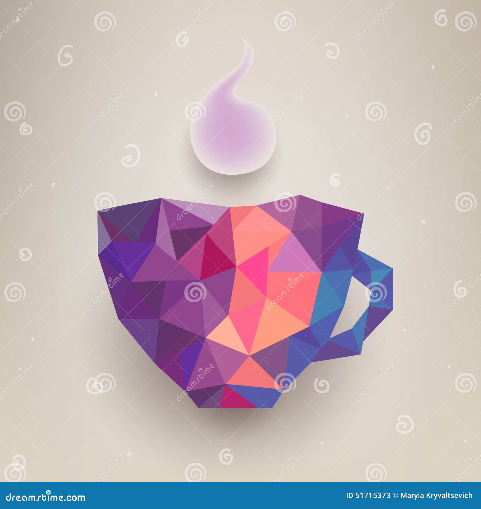 Vector Cute Colorful Cup Made of Triangles. Label Stock Vector ...