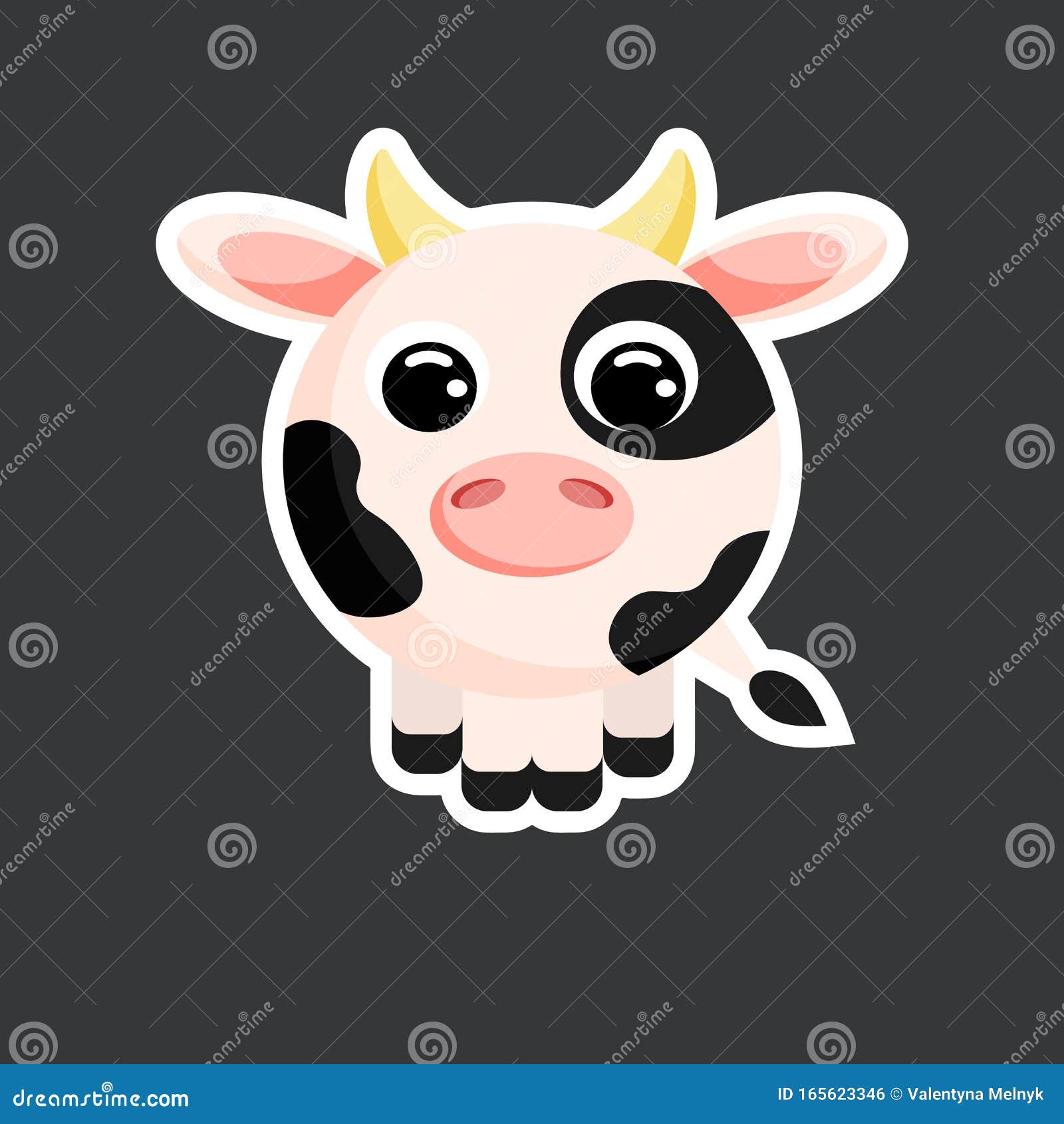 Vector Cute Cow Sticker Template Stock Vector - Illustration of flat ...
