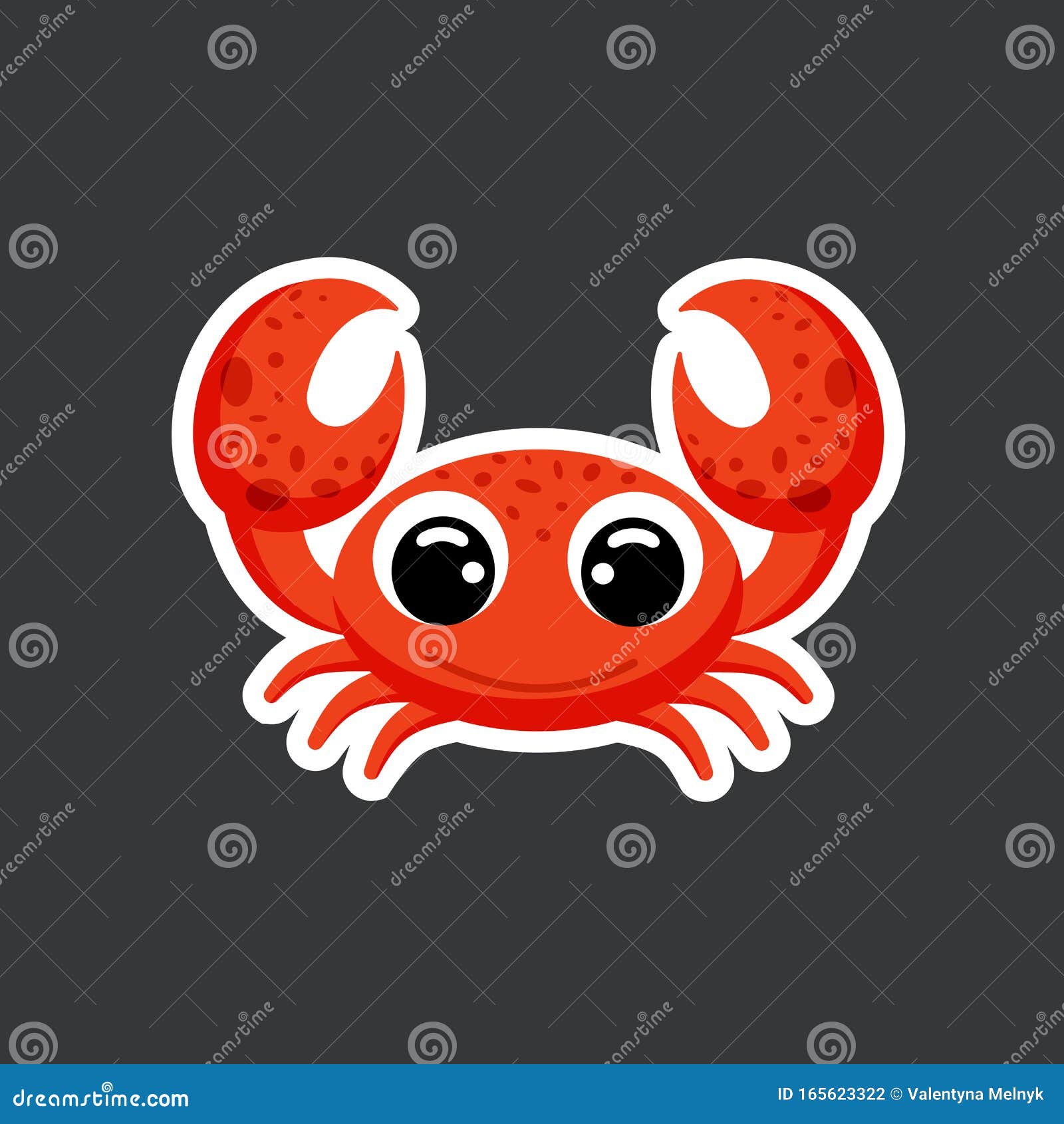 Vector Cute Crab Sticker Template Stock Vector - Illustration of design ...