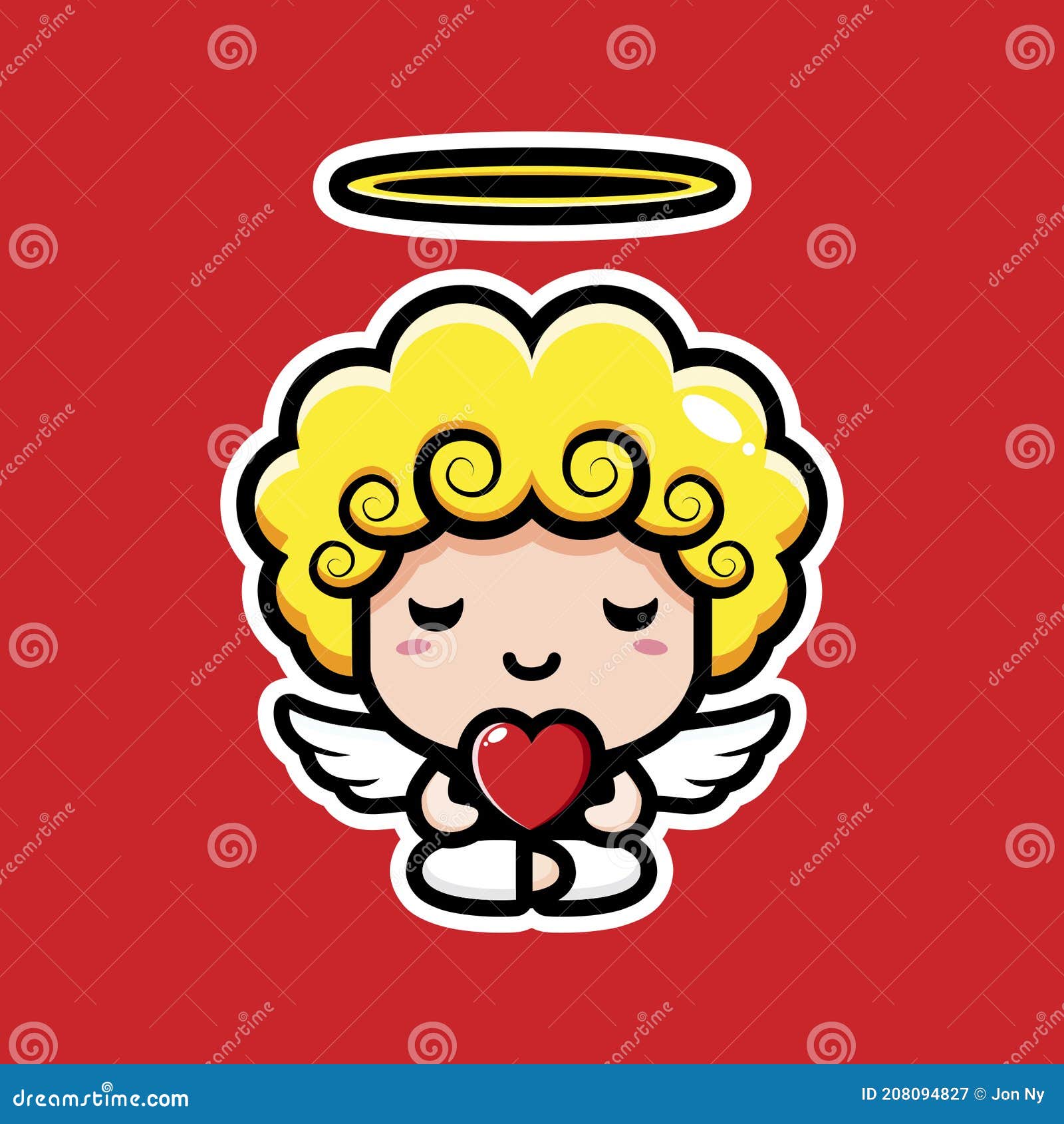 Vector of Cute Cupid Characters Cross-legged Stock Vector ...