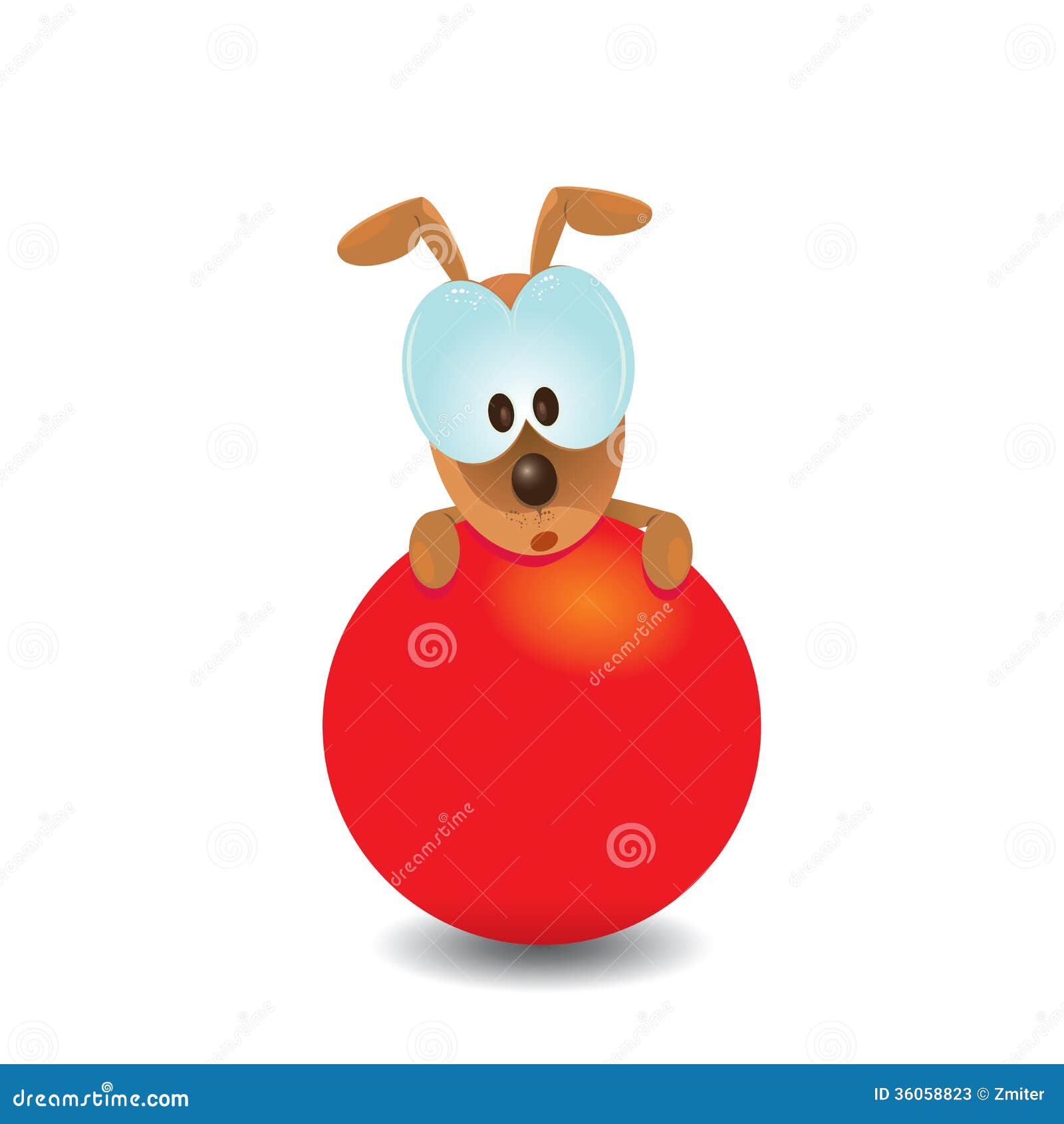 Vector Cute Dog Playing with Red Ball Stock Vector - Illustration of ...