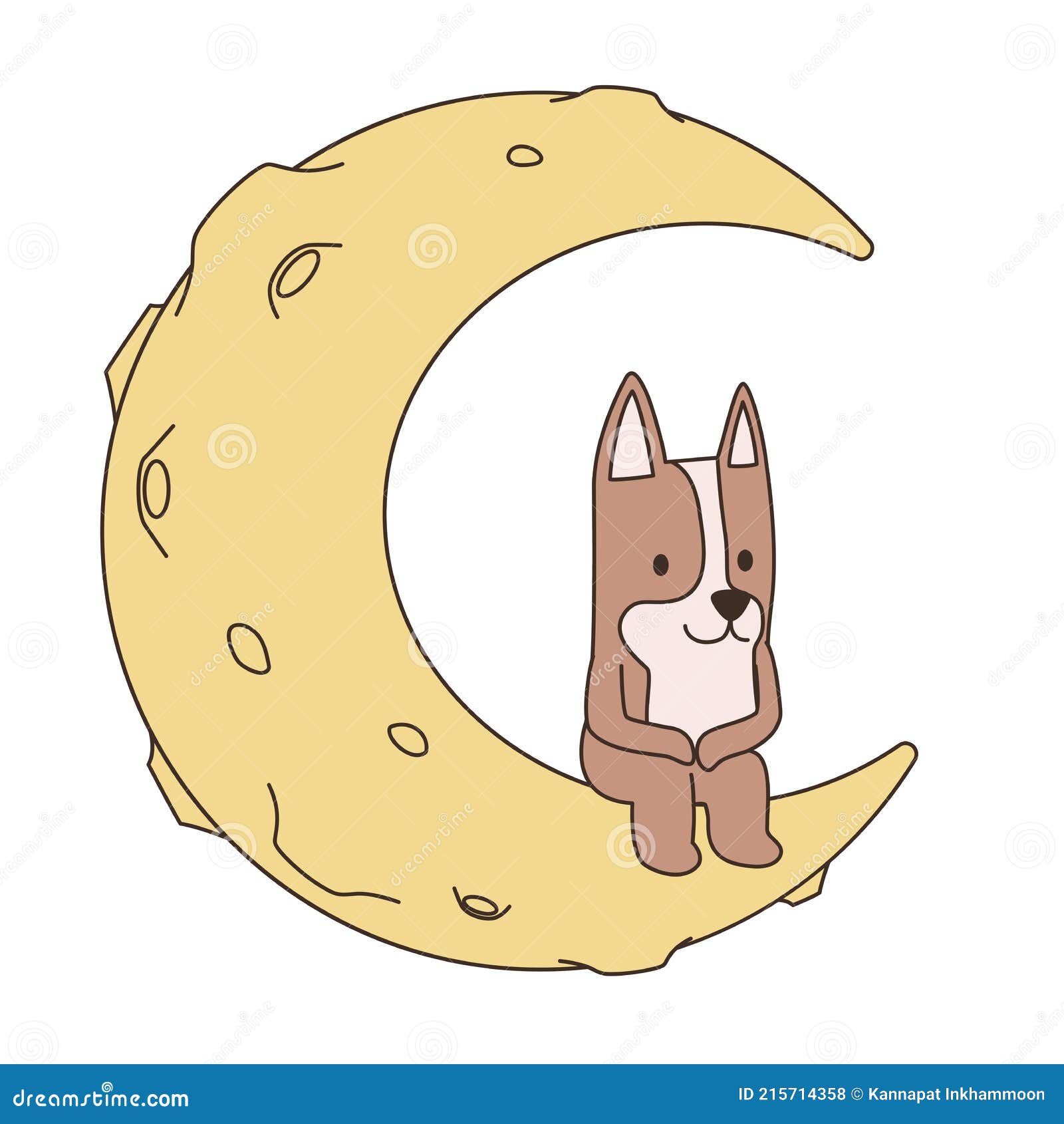 Vector of Cute Dog Sitting on the Moon Stock Vector - Illustration of ...