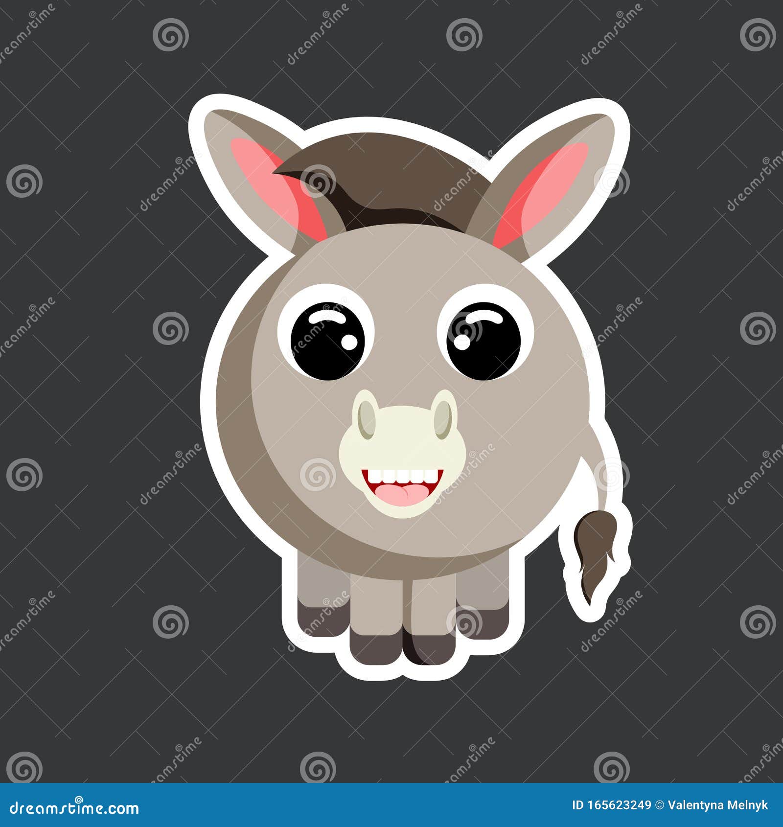 Vector Cute Donkey Sticker Template Stock Vector - Illustration of cute ...