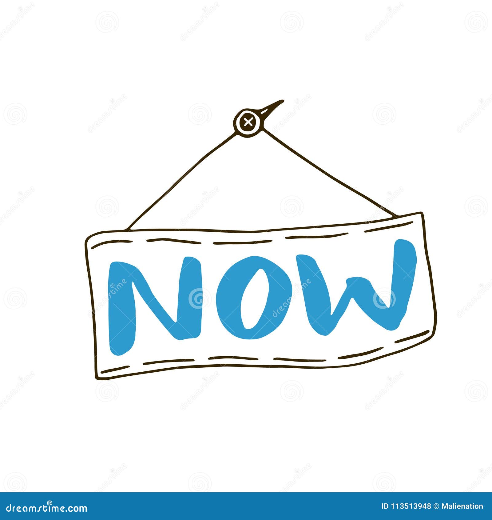 Vector Doodle Signboard. Icon with Handwriting Text - Now. Stock Vector ...