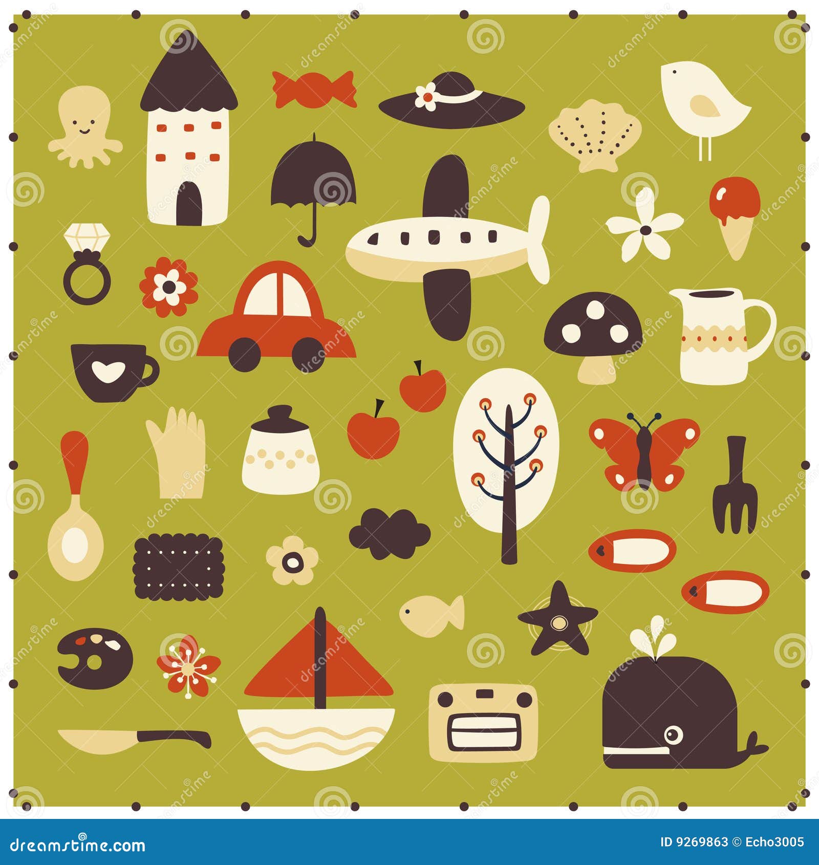 Vector cute elements stock vector. Illustration of fish - 9269863