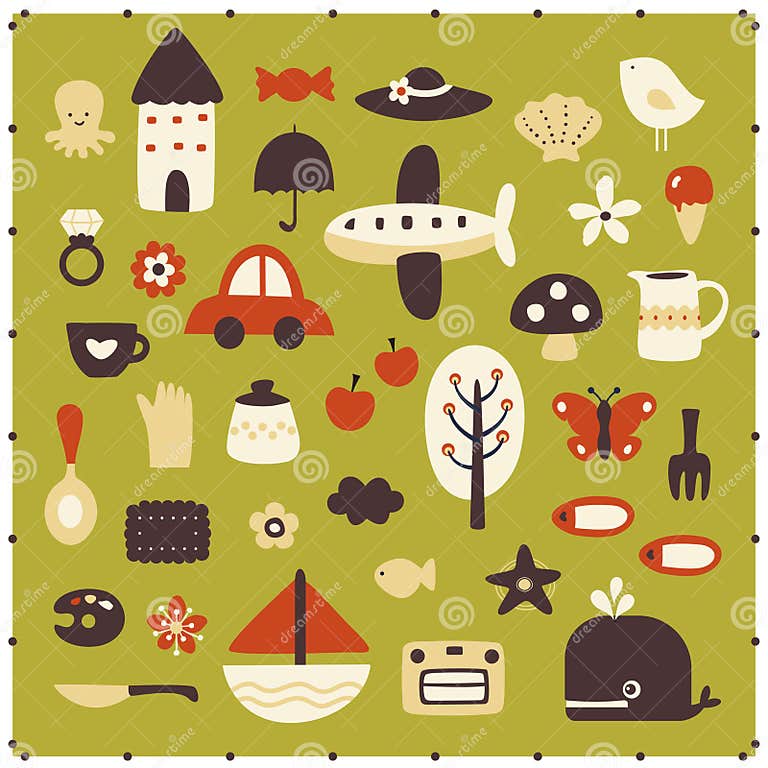 Vector cute elements stock vector. Illustration of fish - 9269863