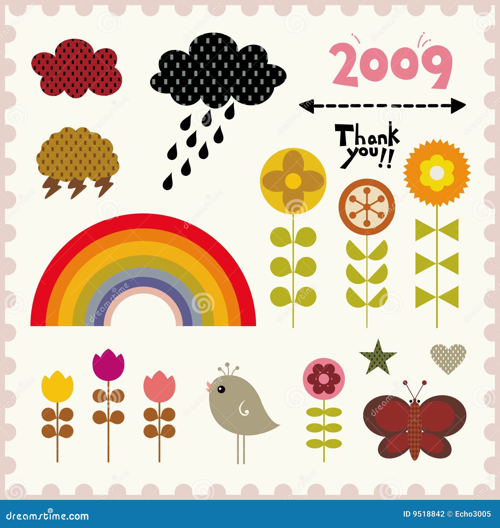Vector cute elements stock illustration. Illustration of crease - 9518842