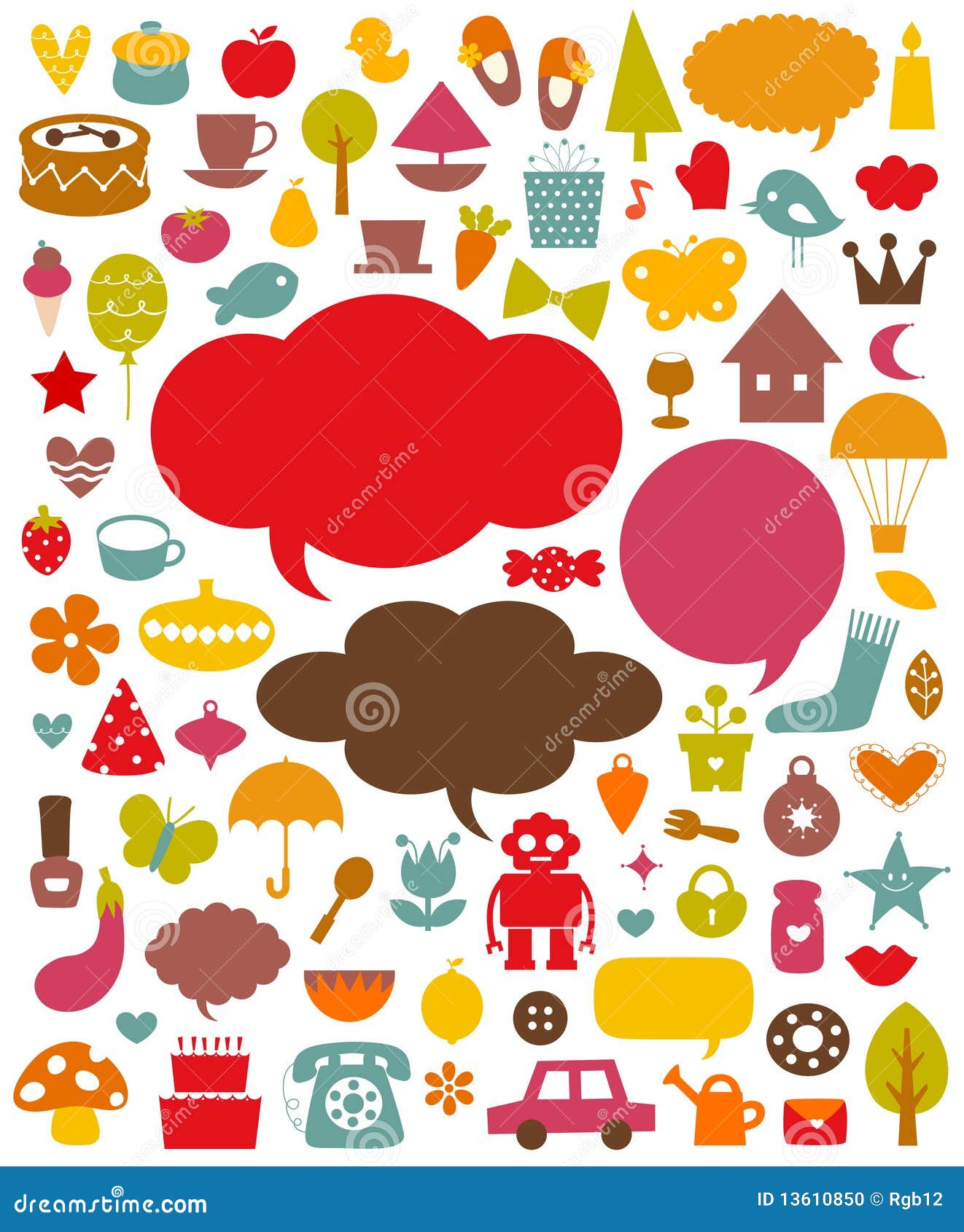 Vector Cute Elements Collection Stock Vector - Illustration of ...