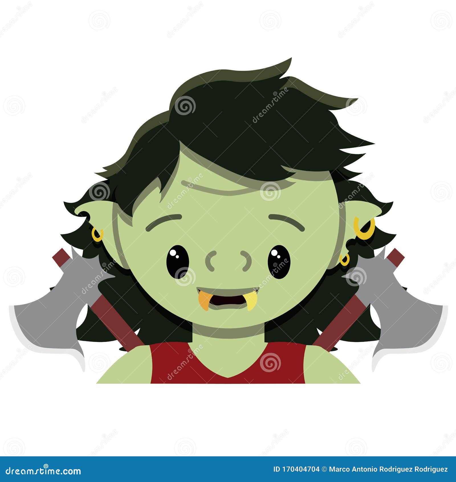Vector Cute Female Orc Colorful Isolated Stock Illustration ...