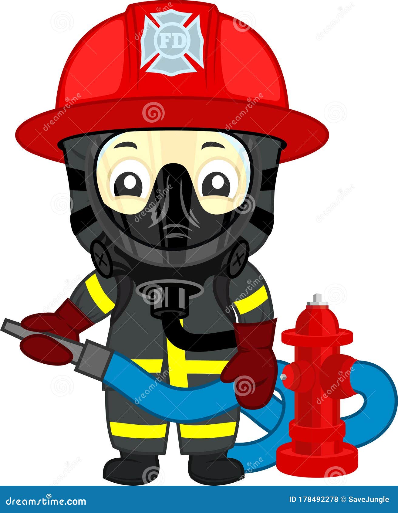 Cute Firefighter, Fireman, Emoticon, Wearing Red Helmet - Emoji ...