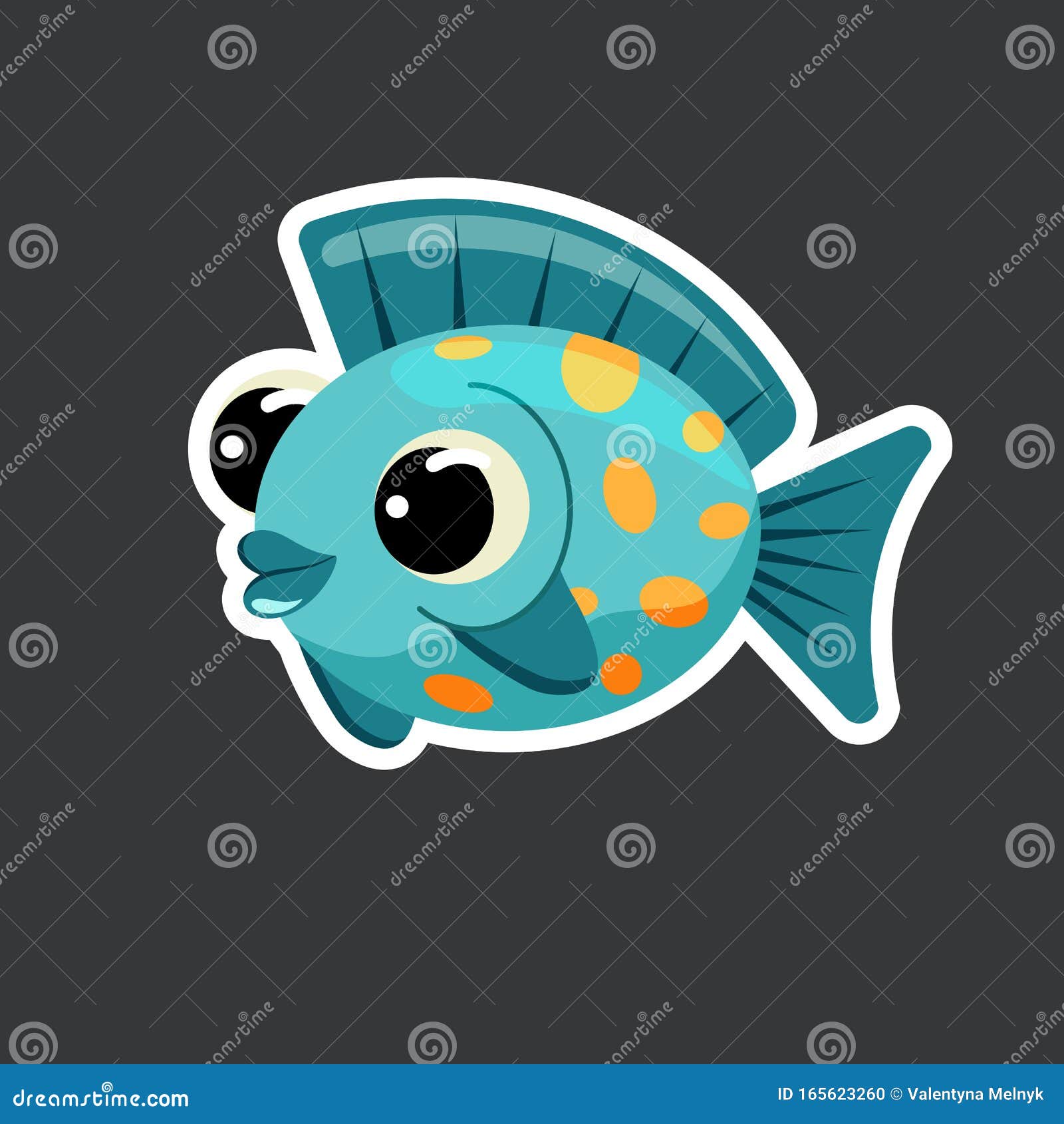 Vector Cute Fish Sticker Template Stock Vector - Illustration of animal ...