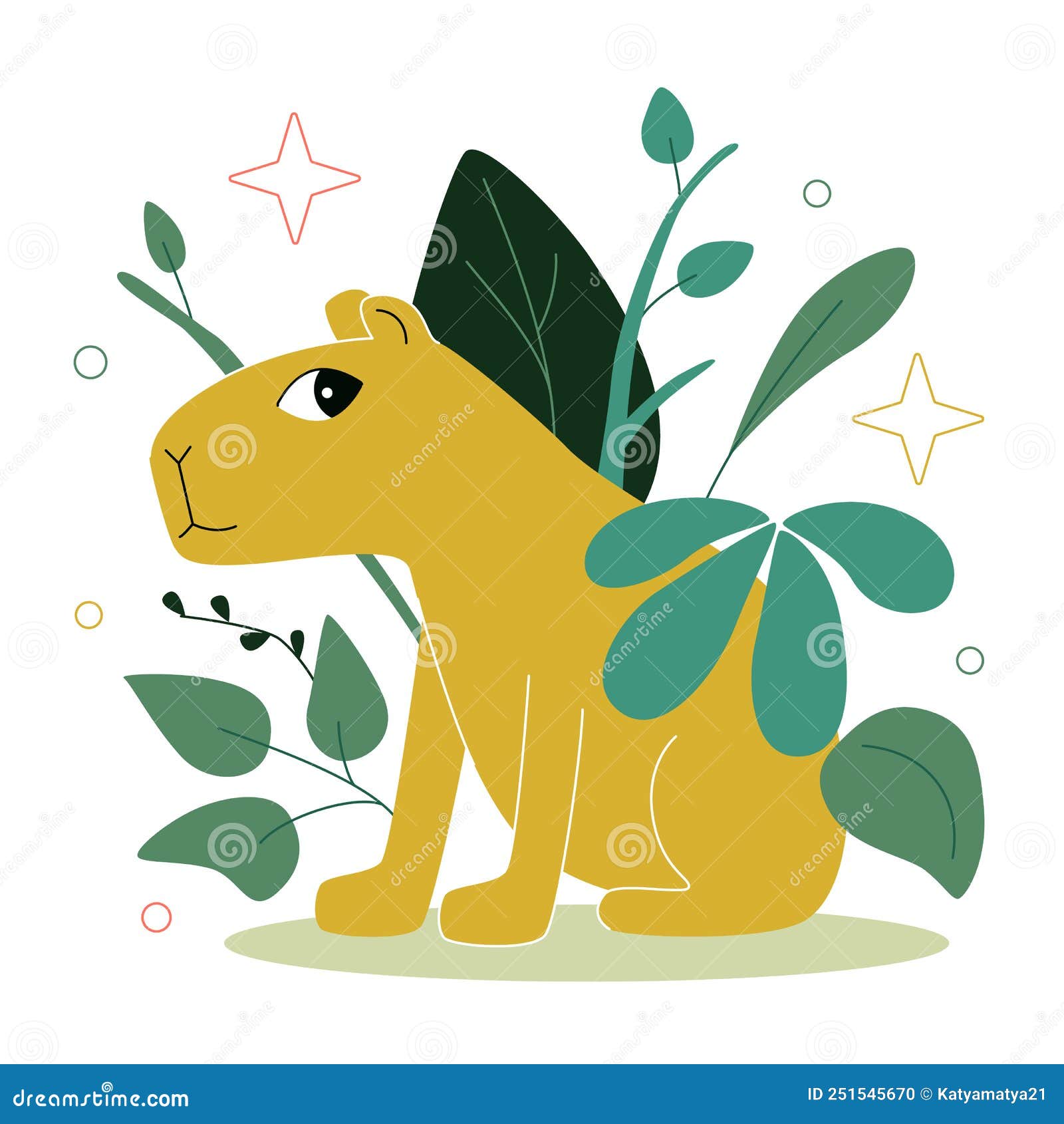 Capybara Sits Upright Front View Illustration Visualized With ...