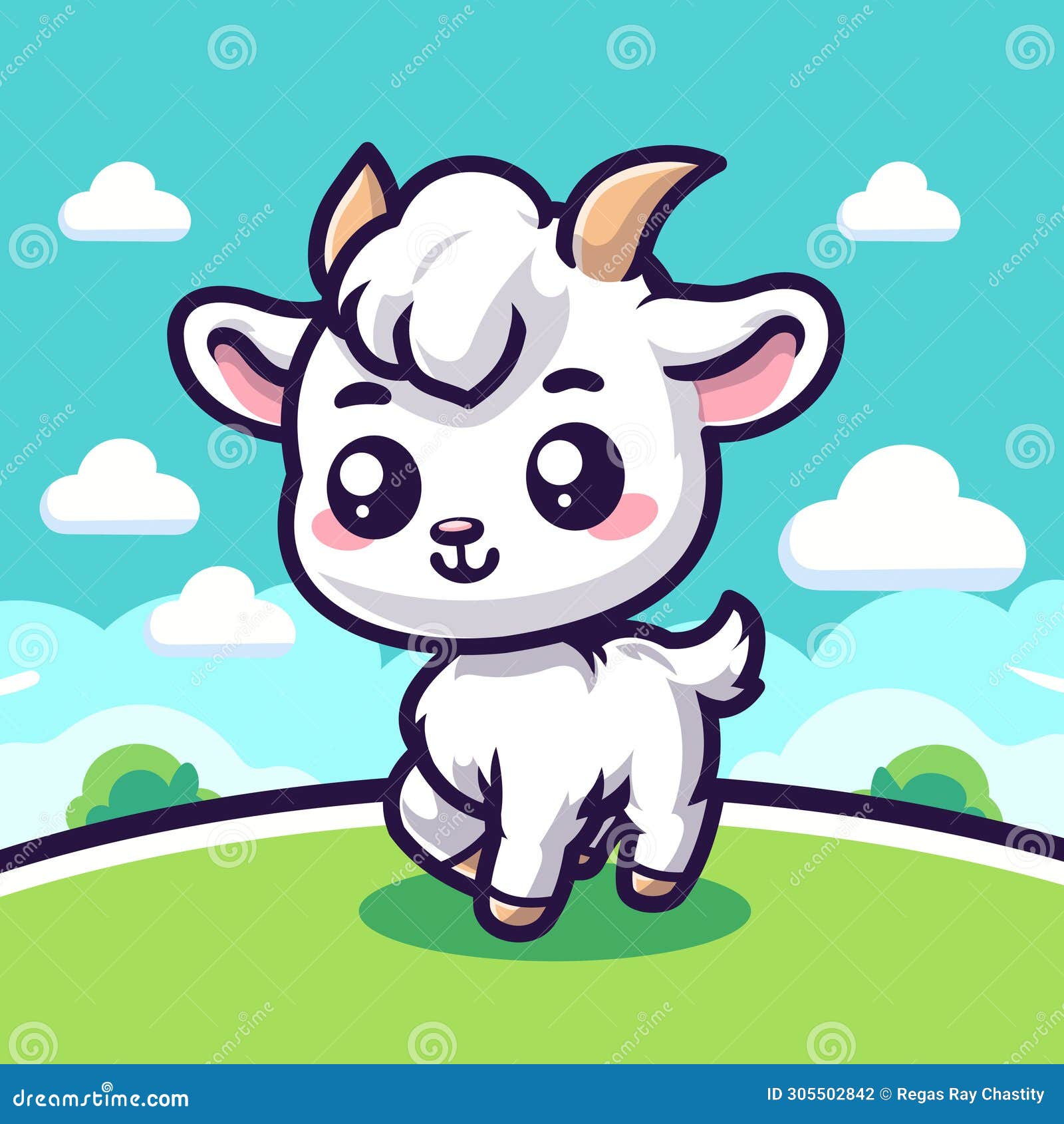Vector of Cute Goat Kawaii Mascot Stock Vector - Illustration of ...