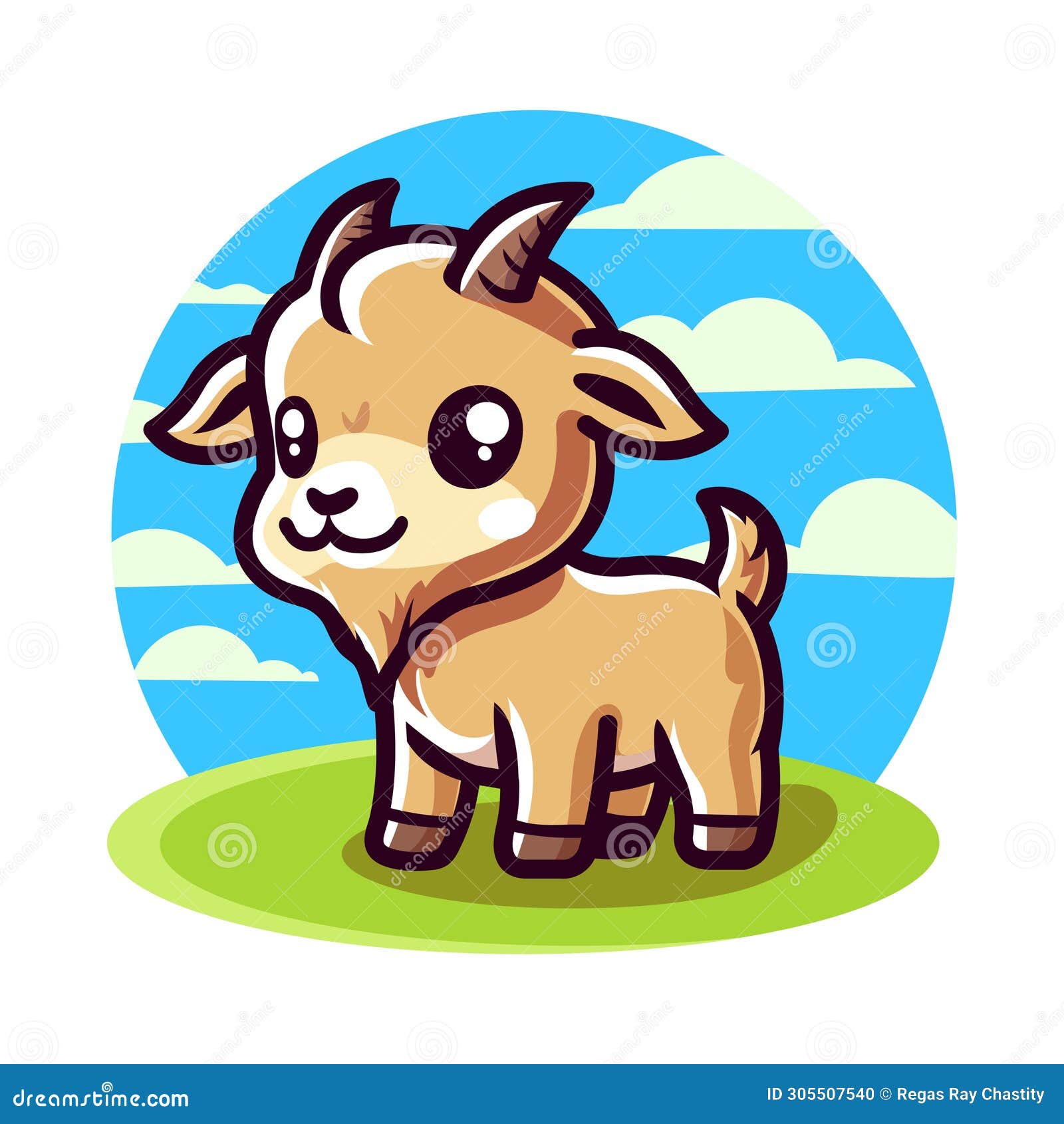 Vector of Cute Goat Kawaii Mascot Stock Vector - Illustration of sweet ...