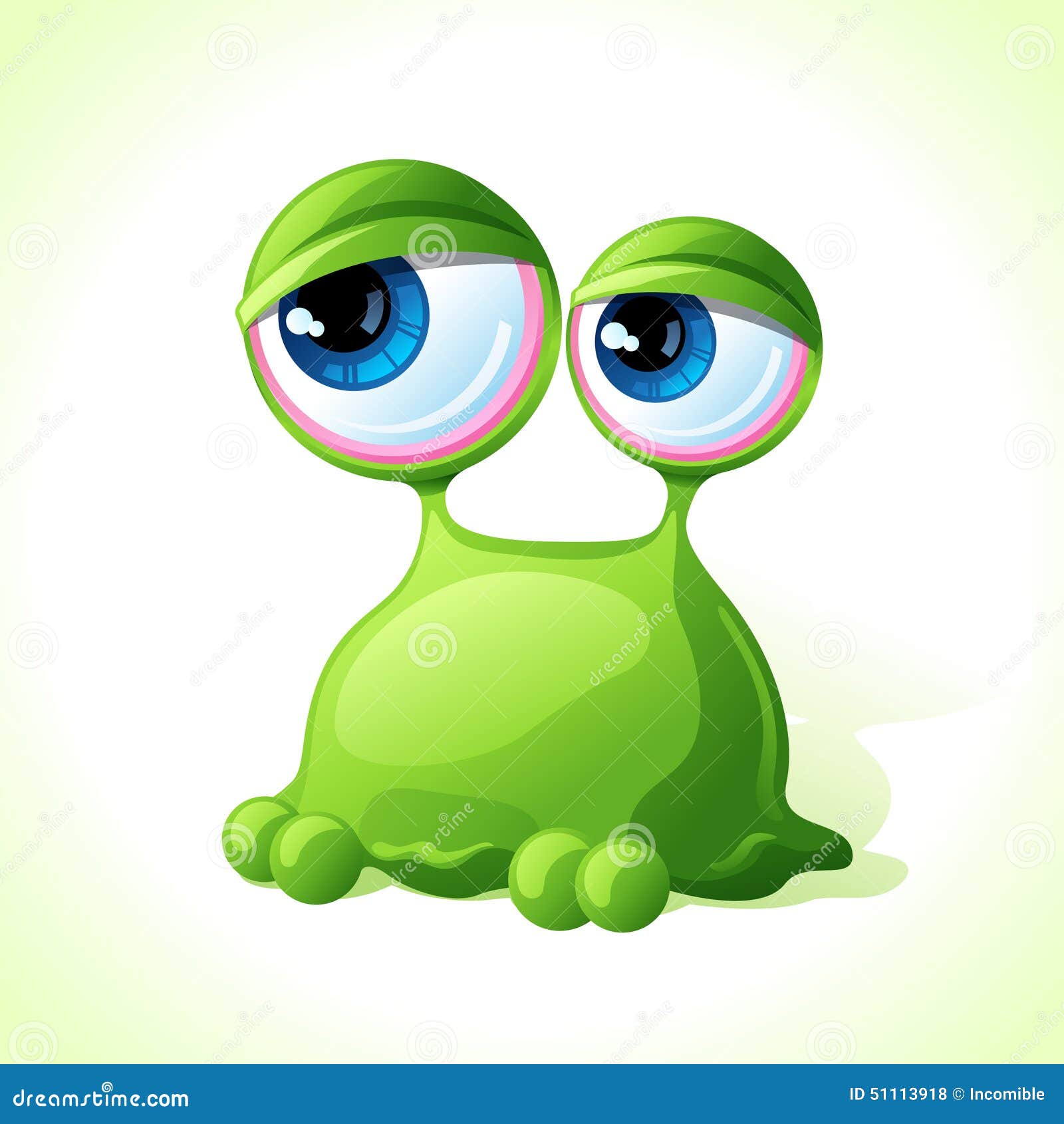 Vector Cute Green Monster on White Stock Vector - Illustration of ...