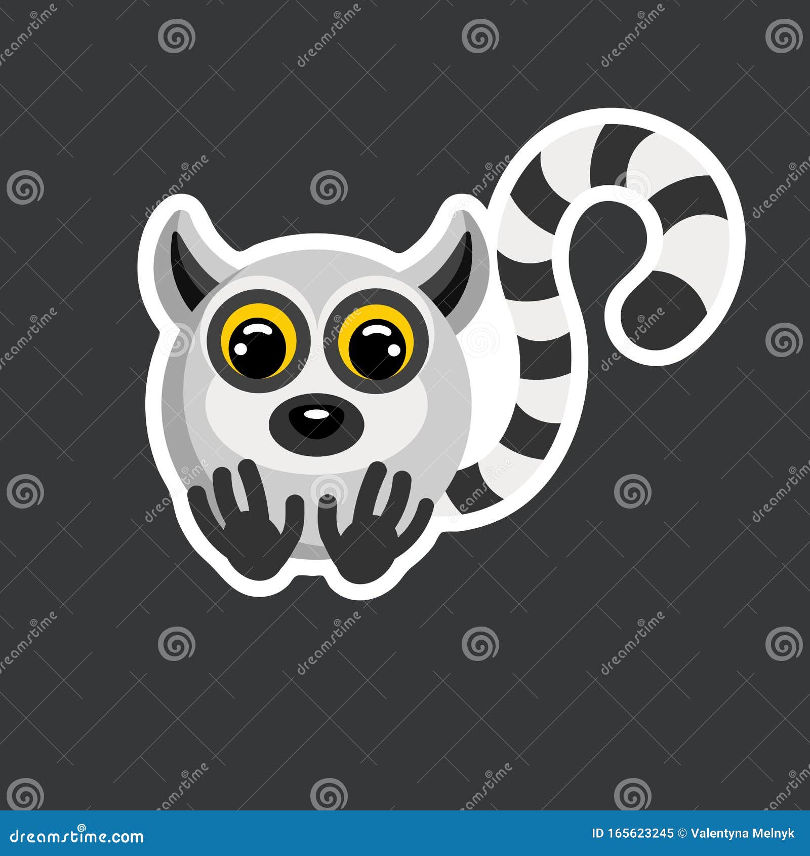 Vector Cute Lemur Sticker Template Stock Vector - Illustration of ...