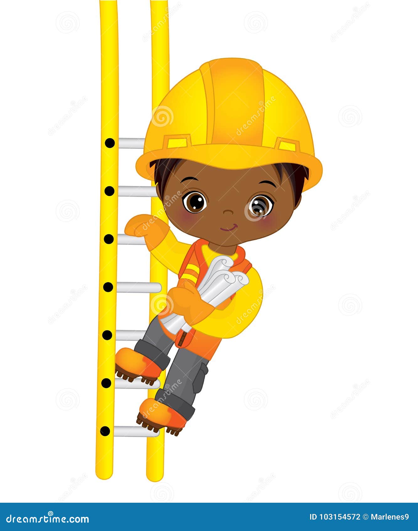 Vector Cute Little African American Boy Climbing Up the Ladder. Vector ... Vector Cute Little African American Boy Climbing Up the Ladder. Vector ...
