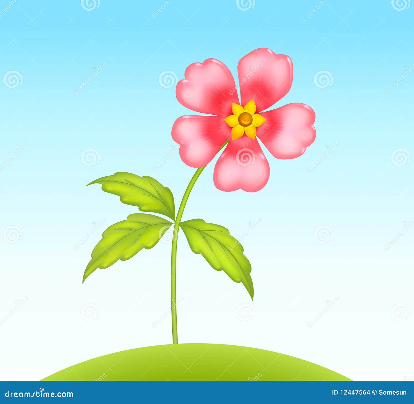 Vector cute little flower stock vector. Illustration of green - 12447564