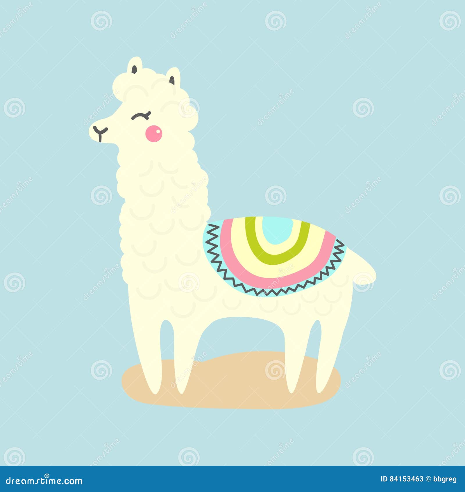 Vector Cute Llama or Alpaca Illustration. Funny Animal. Stock Vector ...