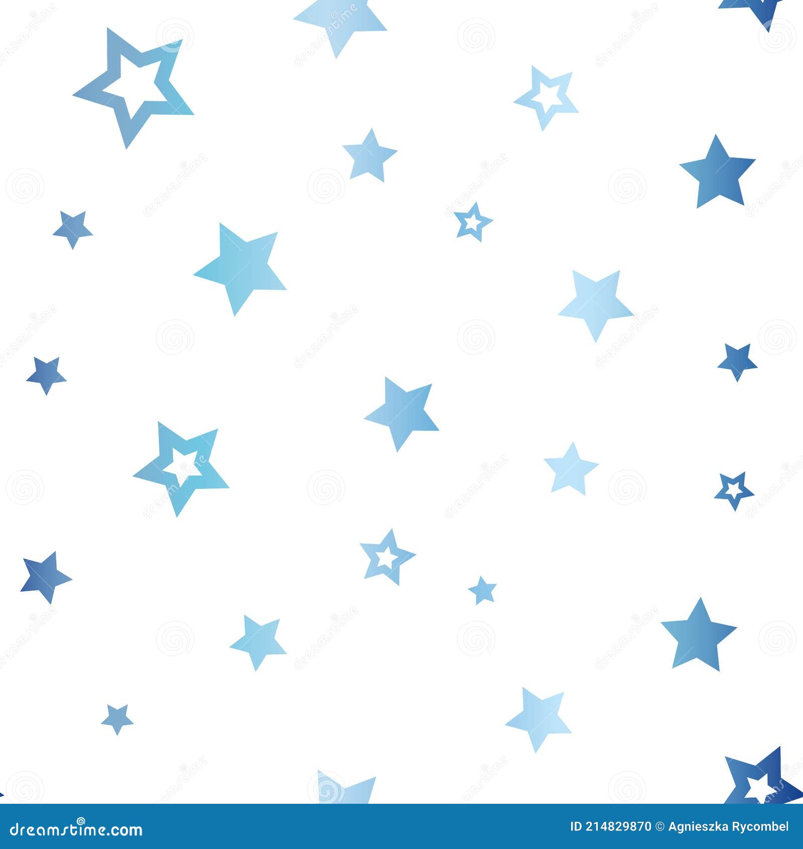 Vector Cute Metallic Blue Stars Seamless Pattern Background. Perfect ...