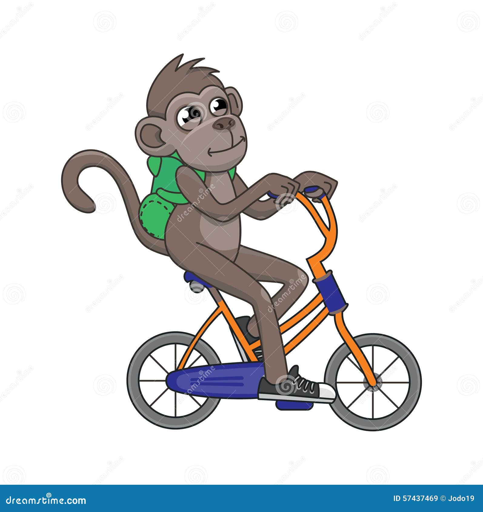 Vector Cute Monkey Riding A Bicycle Stock Vector - Image: 57437469